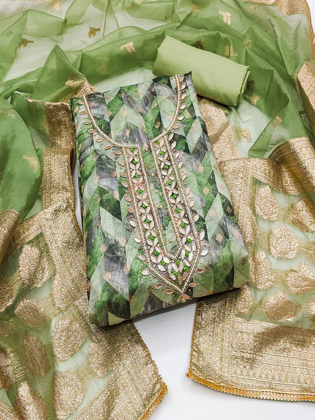 Buy ASISA Embroidered Zardozi Organza Unstitched Dress Material - Dress ...