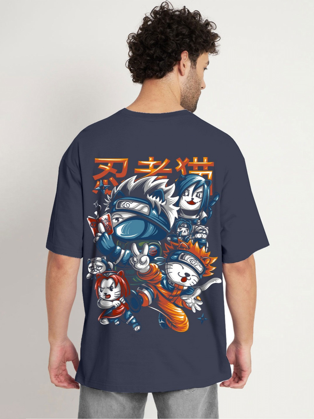 Buy COMICSENSE Naruto Anime Neko Ninja Printed Cotton Drop Shoulder ...