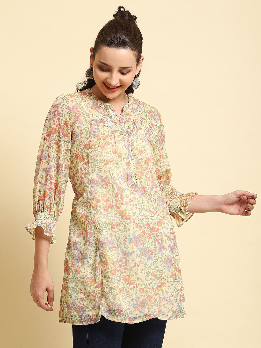 Buy Shree Mandarin Collar Printed Tunic - Tunics for Women 30792131 ...
