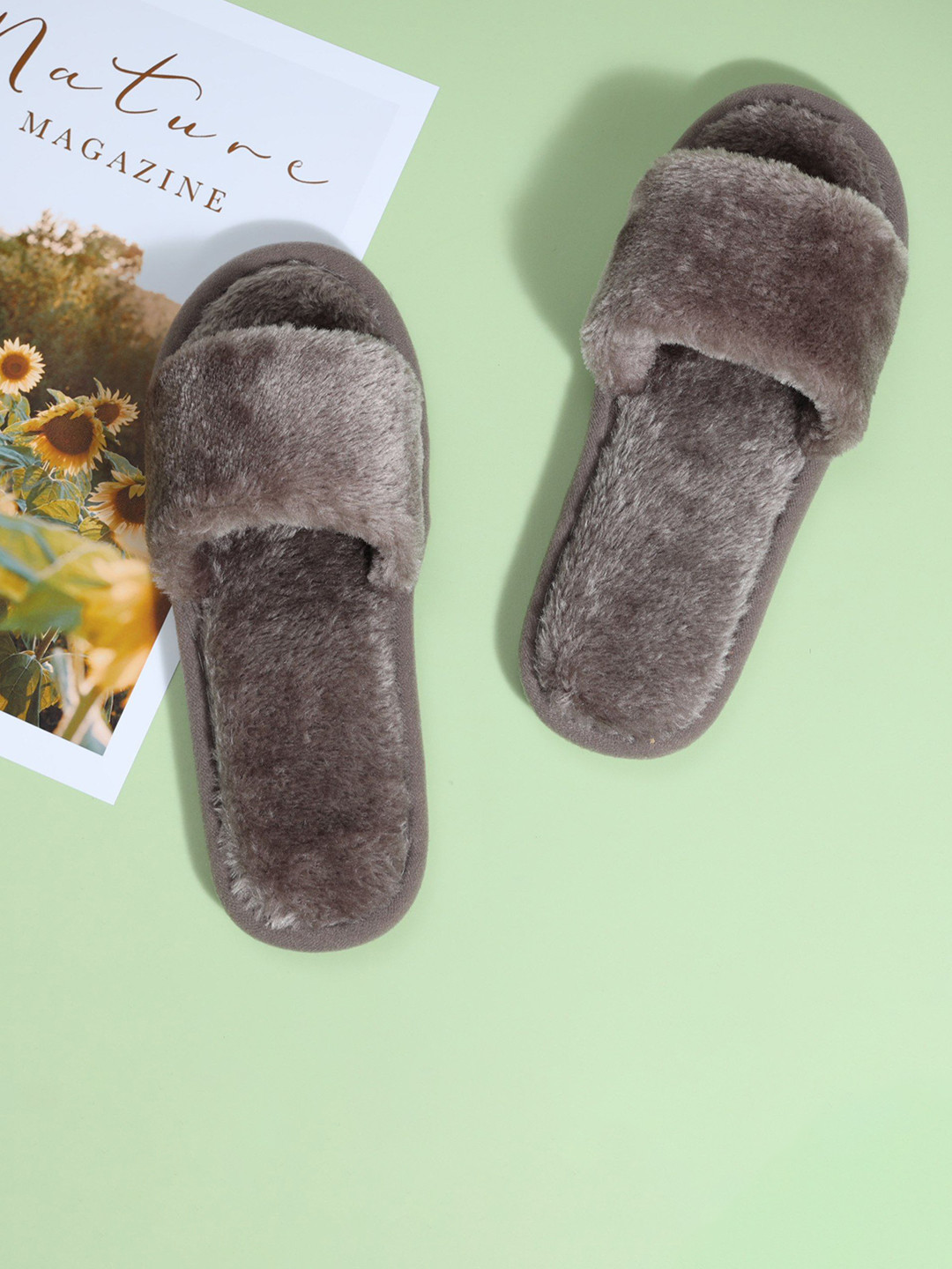 Buy Mast & Harbour Women Fur Winter Sliders - Flip Flops for Women ...