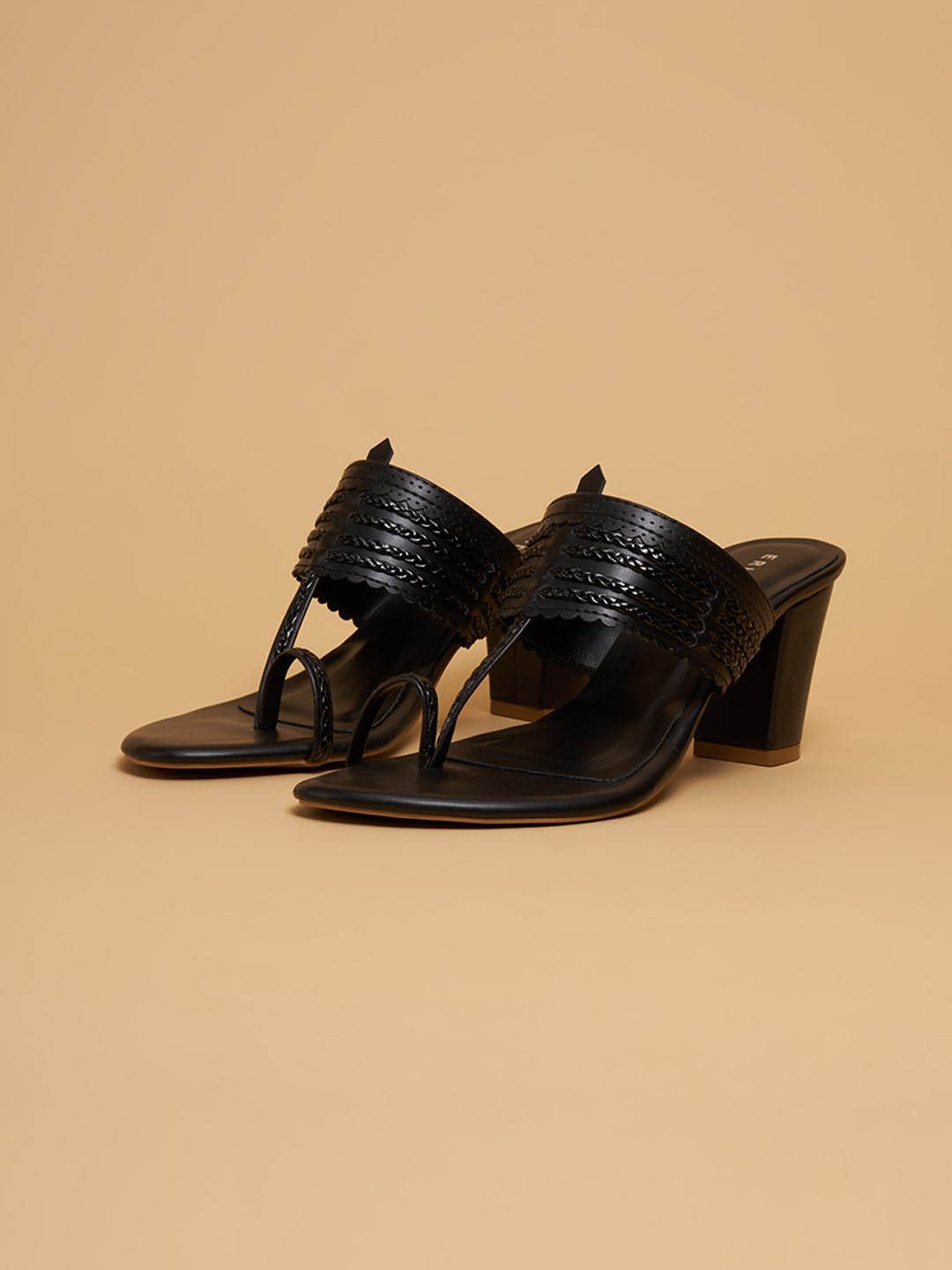 Buy ERIDANI Shaya Kolhapuri Block Heel Sandal - Heels for Women ...