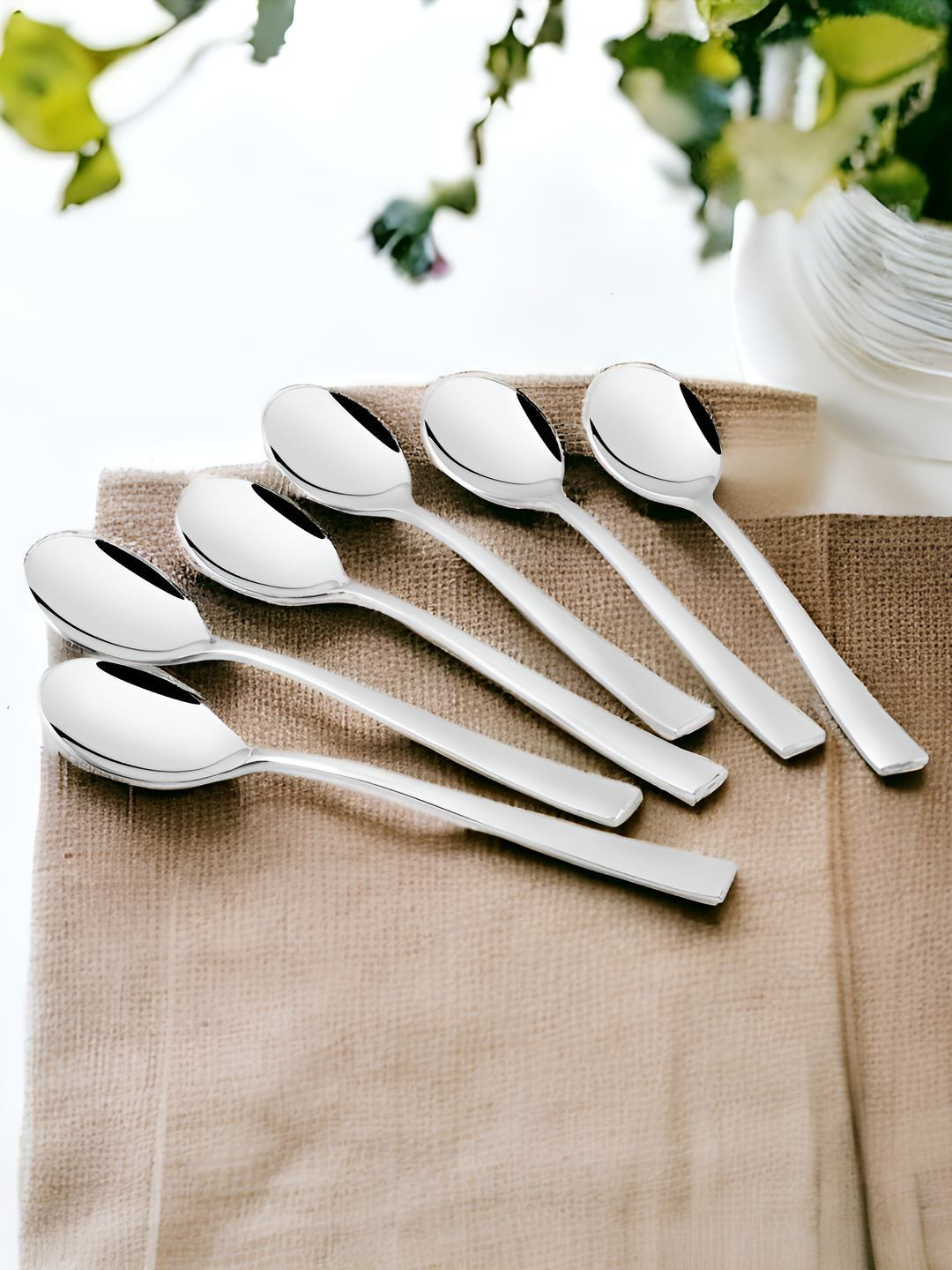 Buy FNS Silver Toned 6 Pieces Stainless Steel Salad Spoons - Spoon for ...
