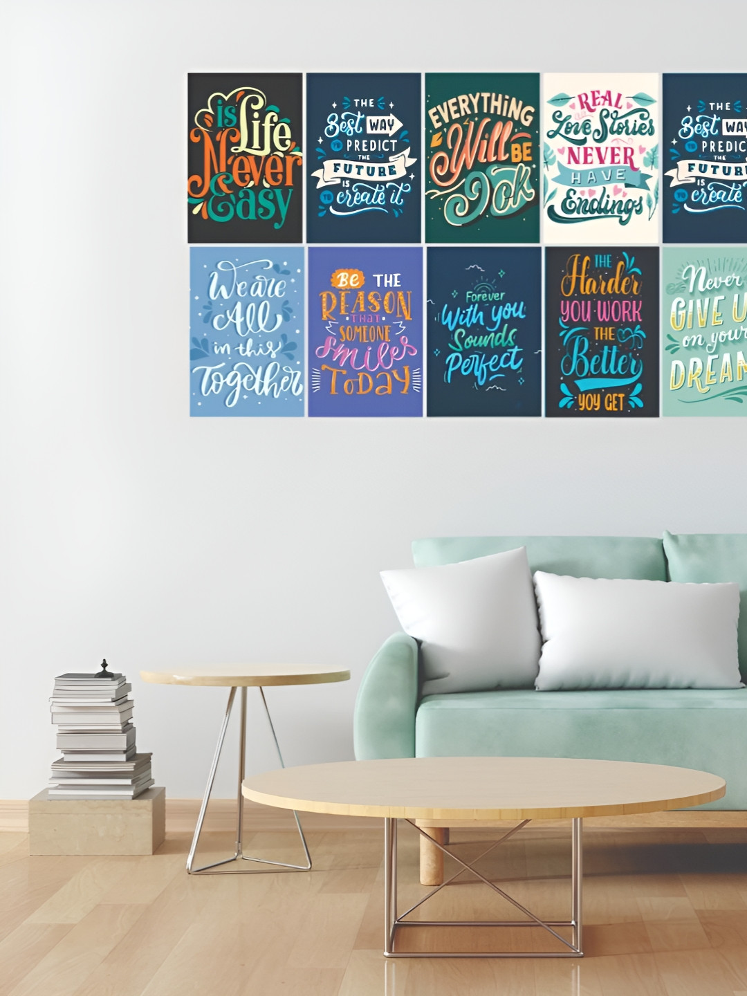 Buy CVANU Green & Blue 10 Pieces Printed Wall Posters - Decals And ...