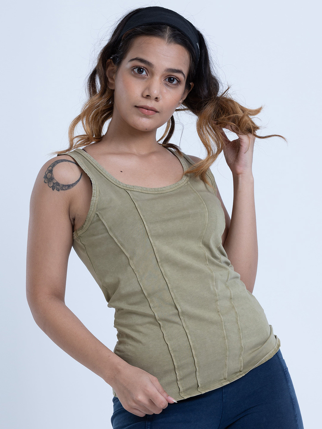 Buy PURPLE POTATO Women Solid Scoop Neck Cotton Top - Tops for Women ...