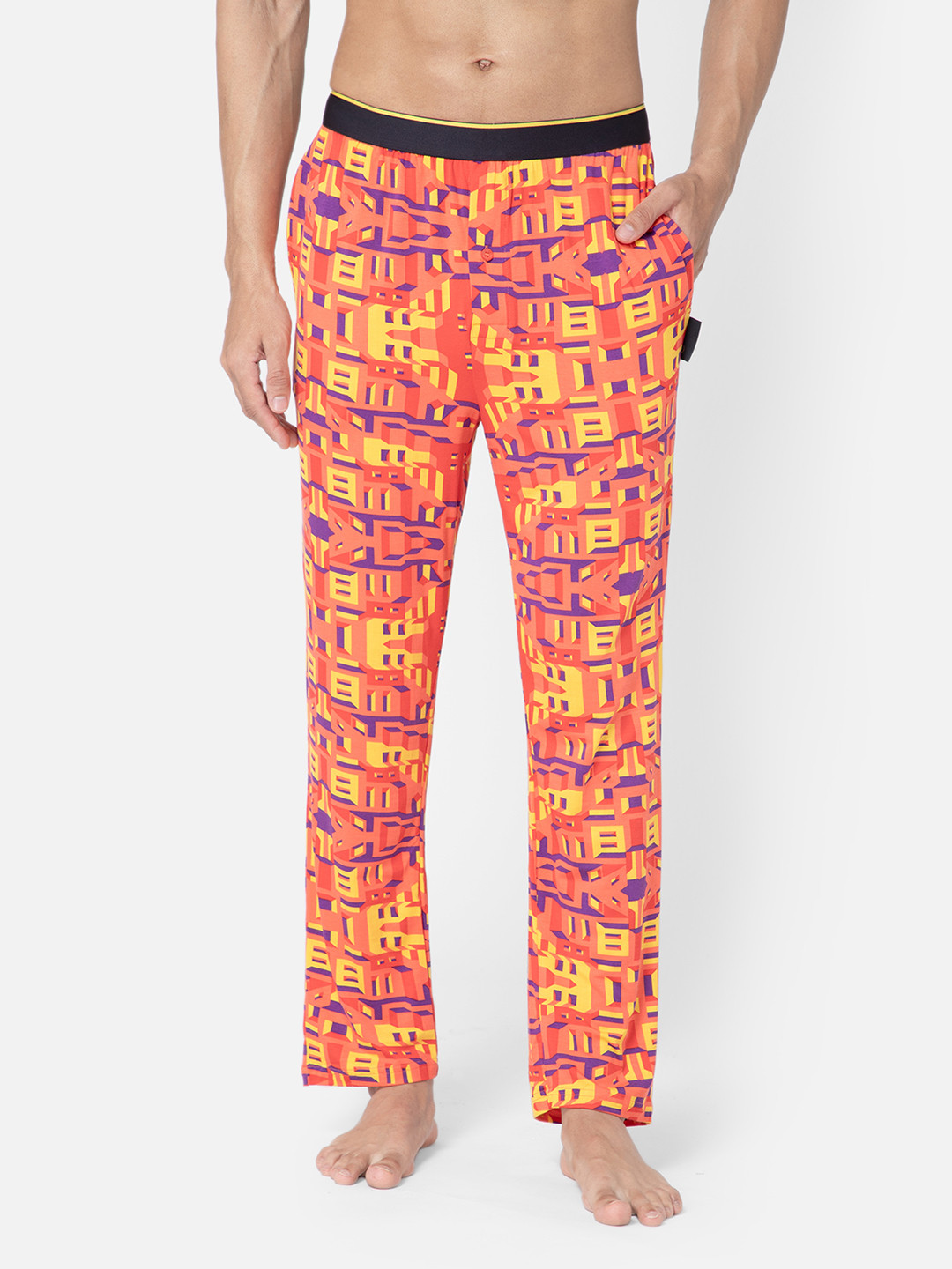 Buy Bummer Men Red Printed Micro Modal Bricked Lounge Pants - Lounge ...