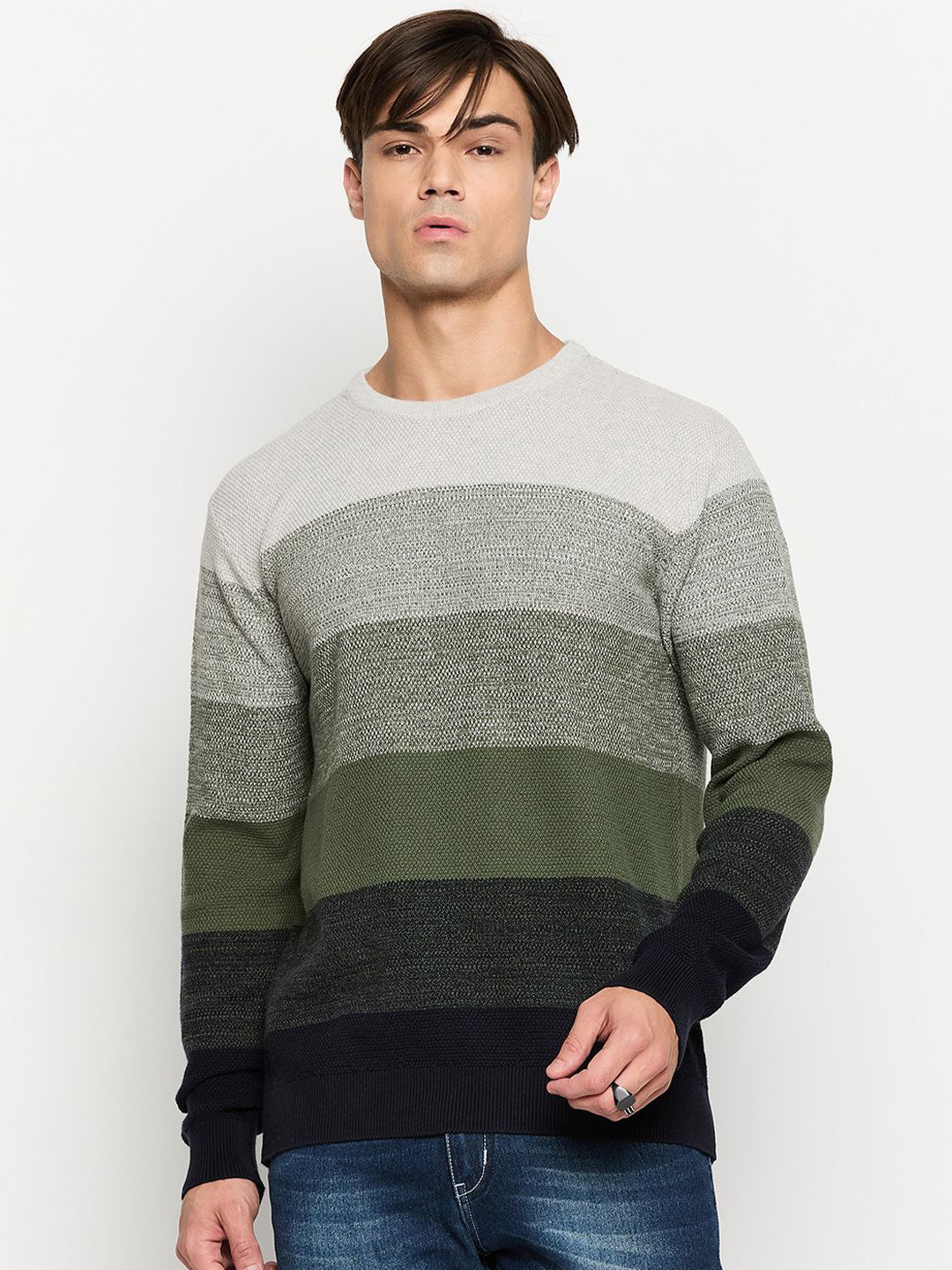 Buy GABBLE & WOLSH Men Striped Pure Cotton Pullover - Sweaters for Men ...