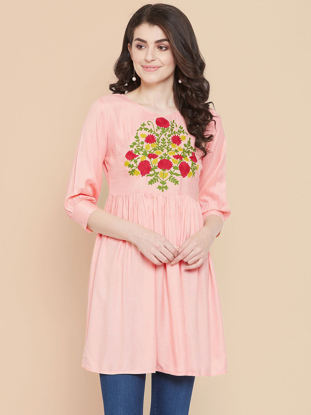 Buy All About You Floral Embroidered Thread Work Thread Work Short ...