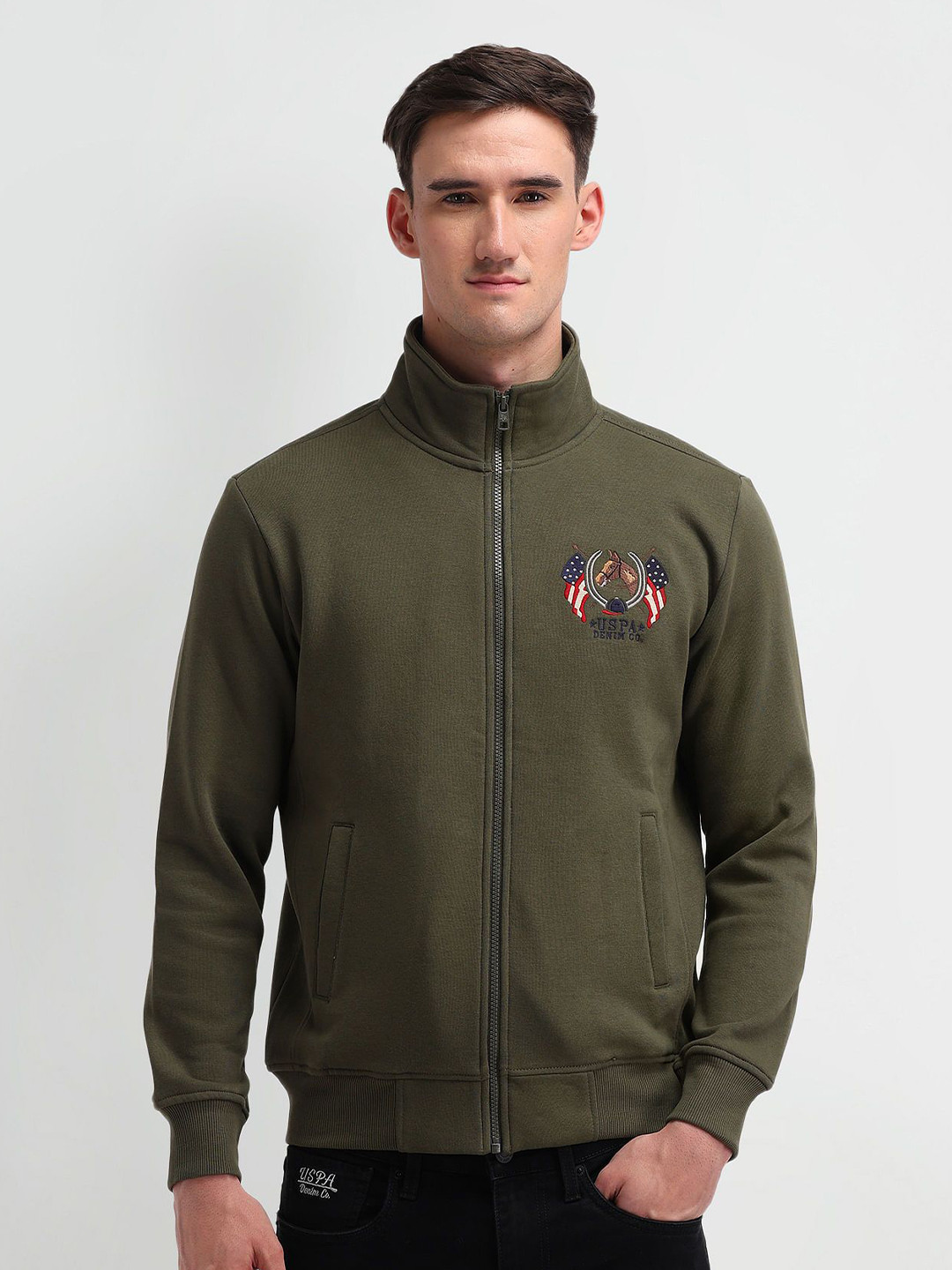 Buy U.S. Polo Assn. Denim Co. Men Cotton Front Open Sweatshirt ...