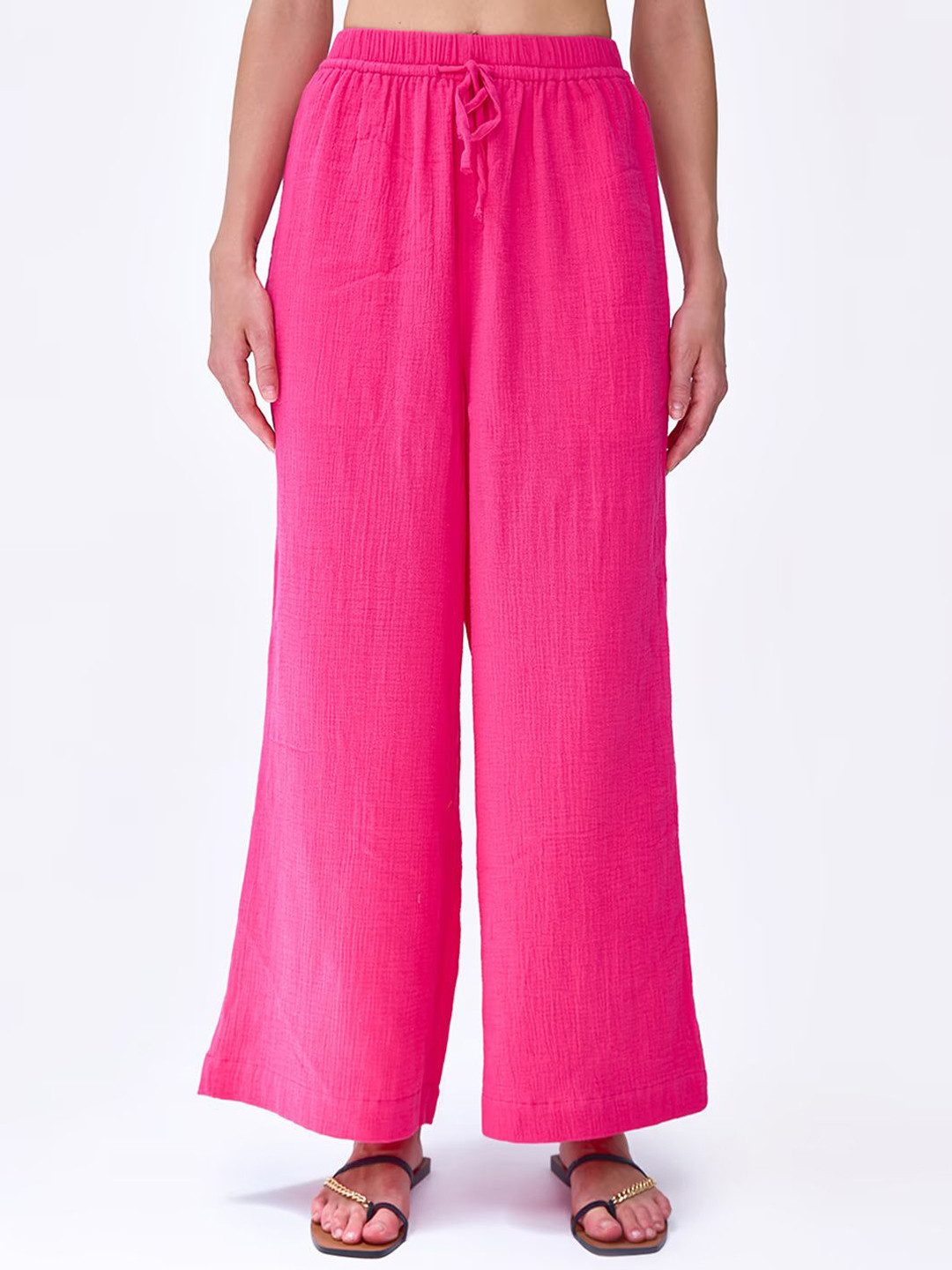 Buy COVER STORY Women Cotton Wide Leg Trouser - Trousers for Women ...