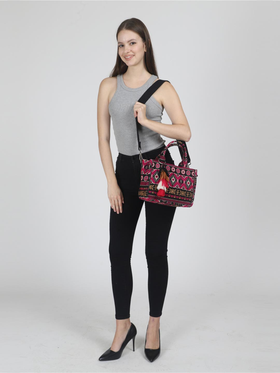 Buy INDIVIDUAL DESIGN Bohemian Style Jacquard Weave Structured Handbag ...