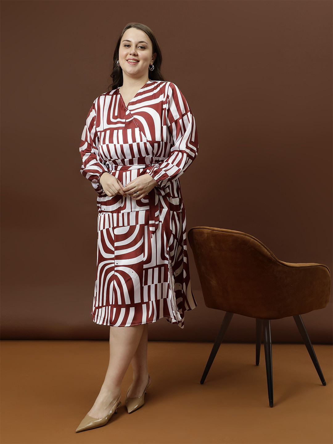 Buy Athena Abstract Printed A Line Midi Dress - Dresses for Women ...