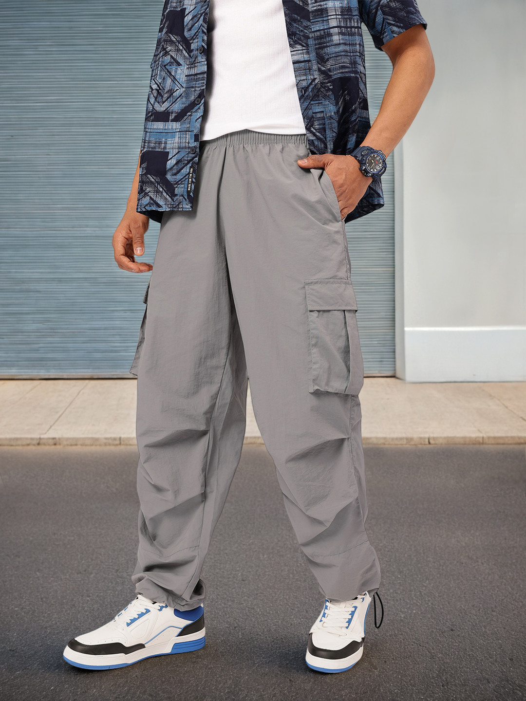Buy Kook N Keech Men Cargo Style Loose Parachute Joggers - Track Pants ...