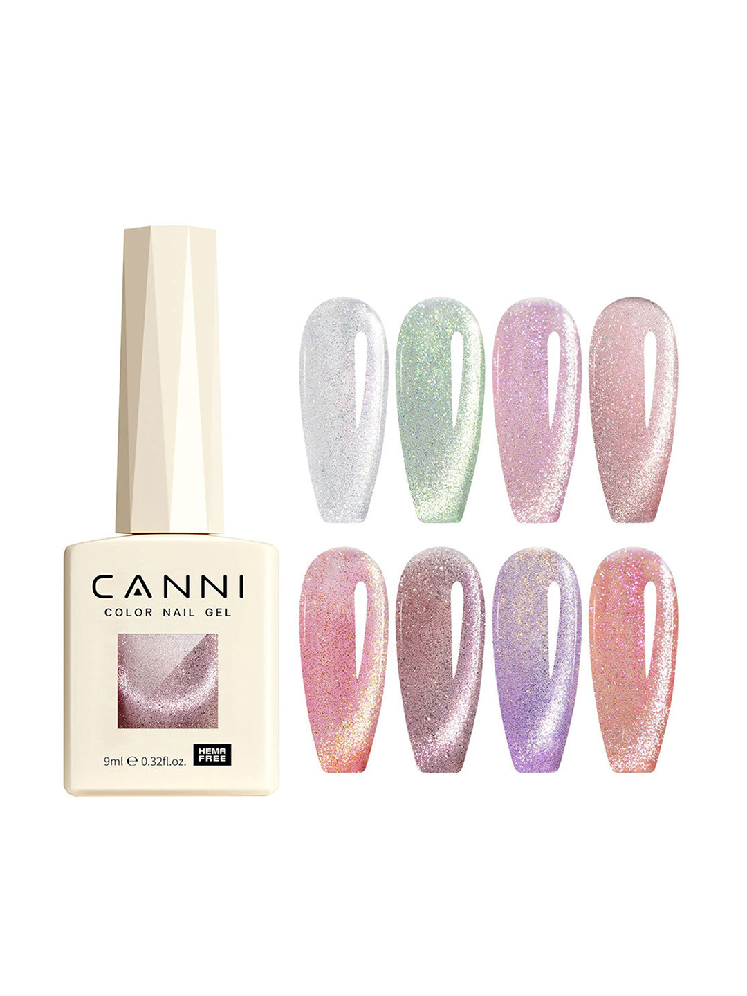 Buy CANNI Set Of 8 Hema Free Gel Polish 9 Ml Each Pink Planet Cat Eye ...