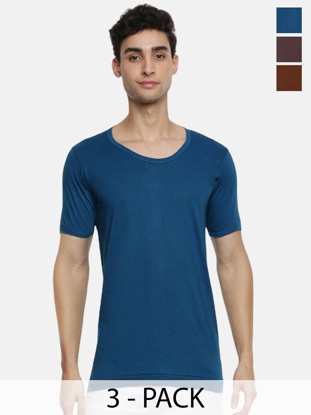 Buy Ramraj Pack Of 3 Men Round Neck Half Sleeve Cotton Innerwear Vest ...