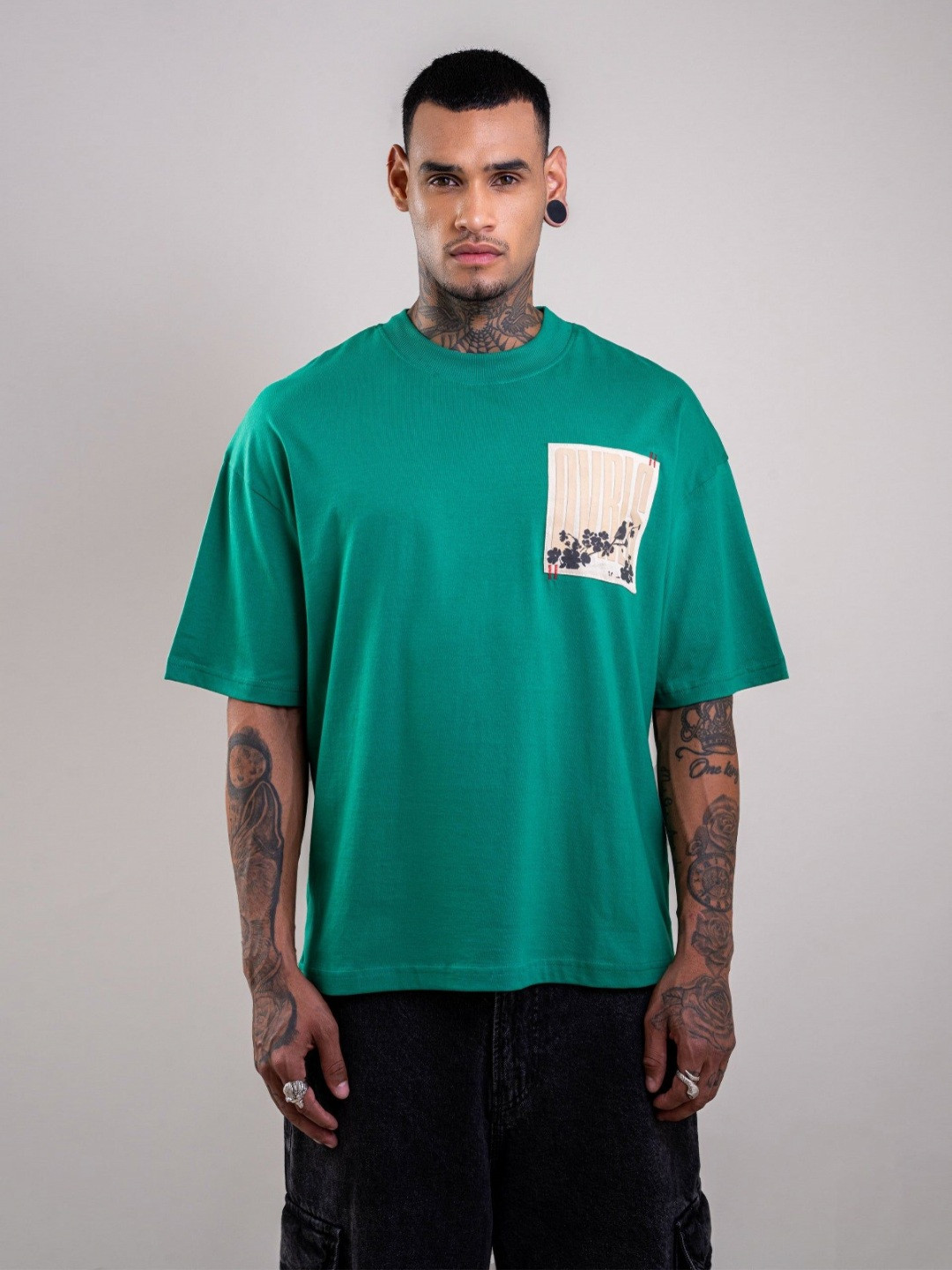 Buy Overlays Typography Self Design Drop Shoulder Sleeves Ultra Soft ...