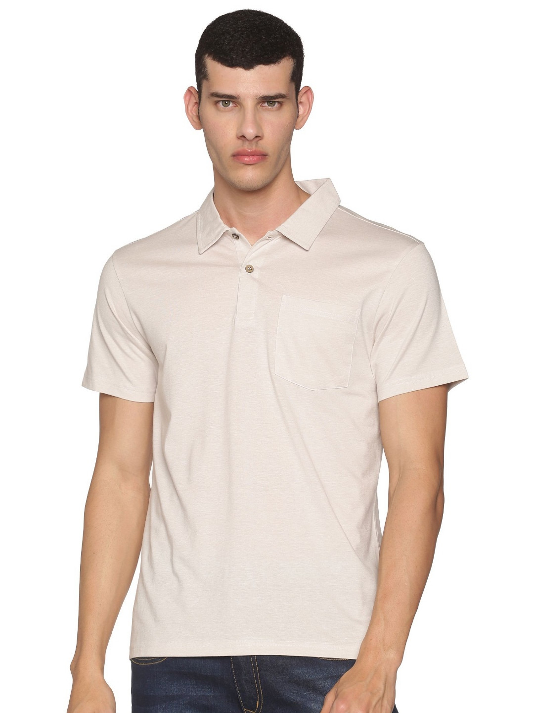 Buy ECOLINE Clothing Men Antimicrobial Solid Polo Collar Cotton T Shirt ...