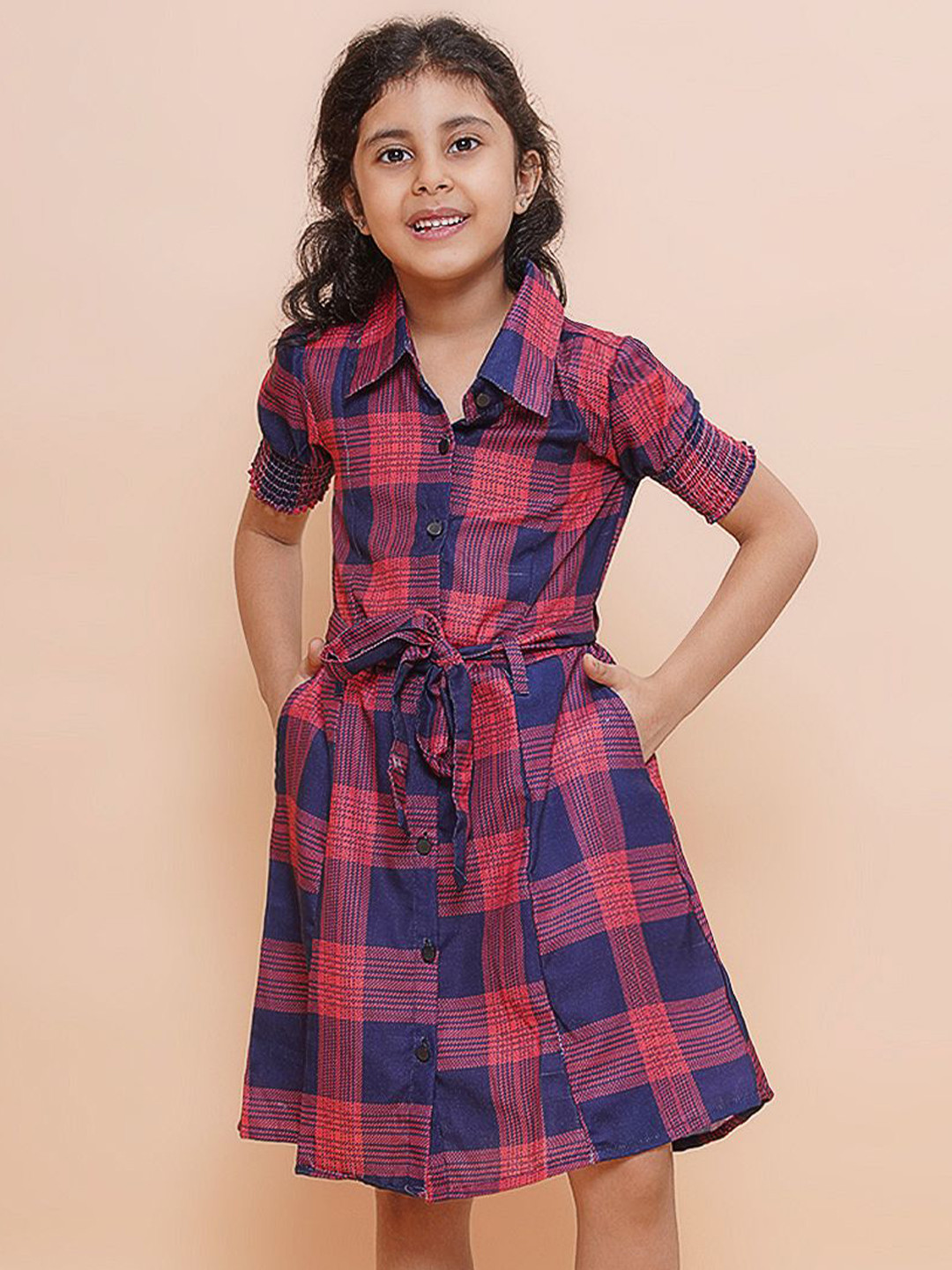 Buy Arshia Fashions Girls Checked Shirt Collar Shirt Dress - Dresses ...