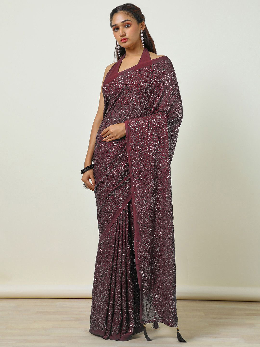 Buy Soch Embellished Sequinned Pure Chiffon Saree - Sarees for Women ...