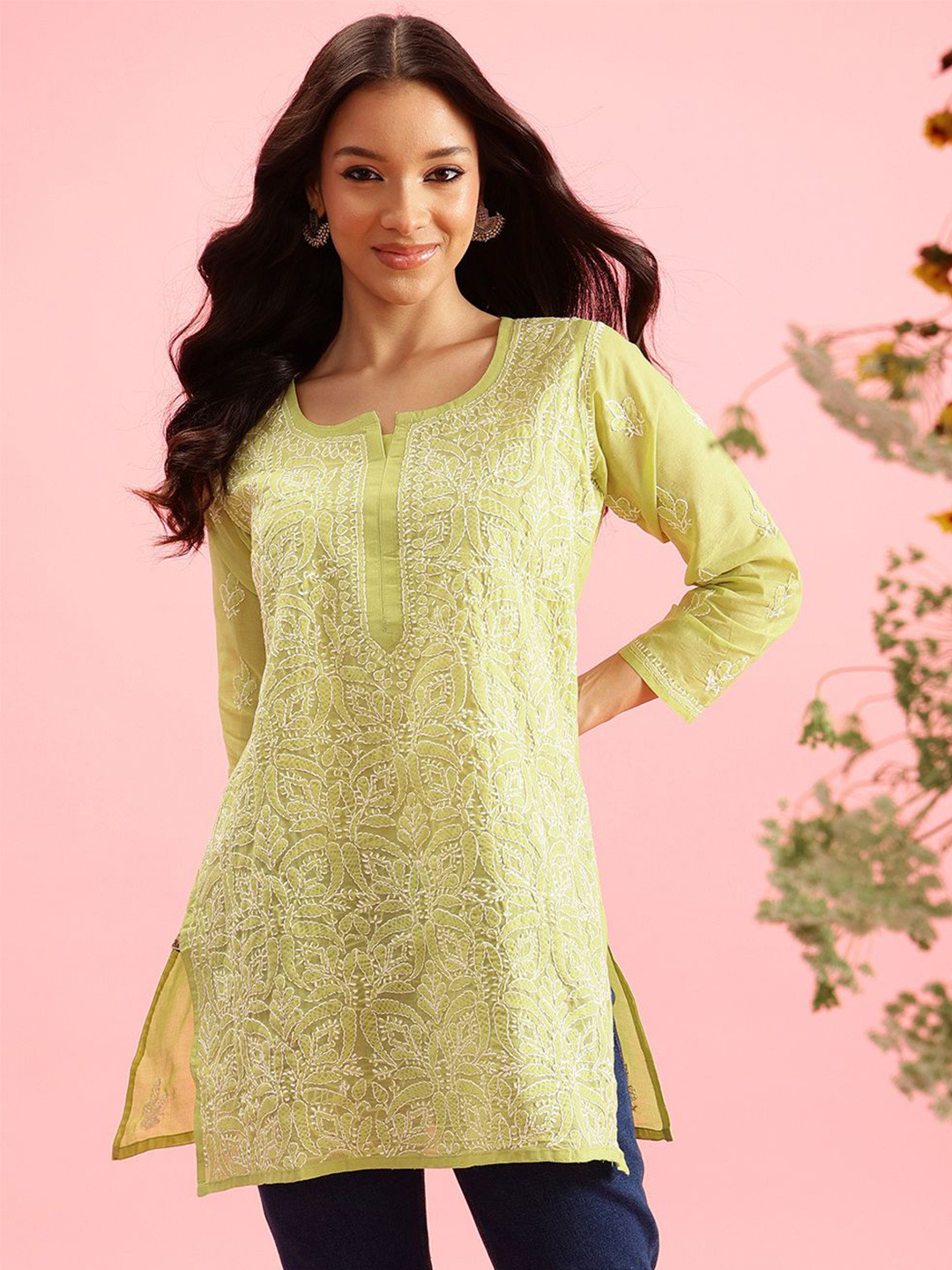 Buy ADA Women Ethnic Motifs Embroidered Thread Work Kurti - Kurtis for ...