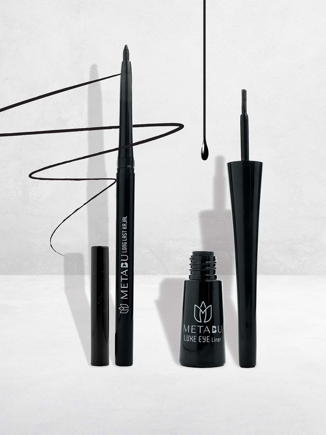 Buy METABU Black Long Lasting Kajal + Luxe Eye Liquid Liner - Eyeliner ...