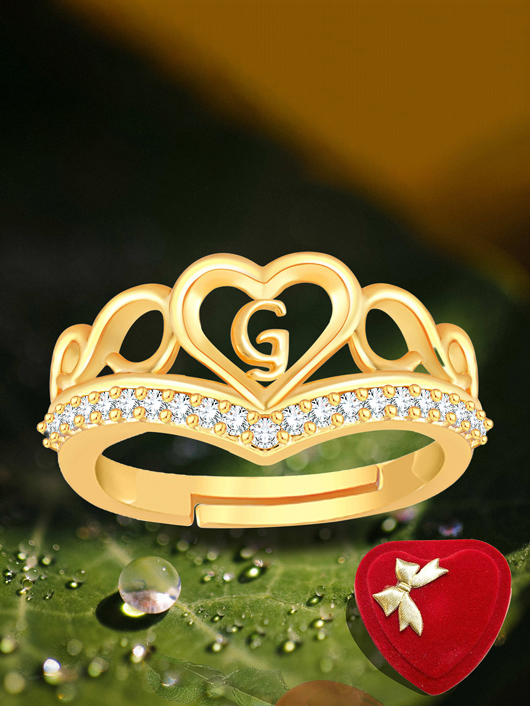Buy Heer Collection Gold Plated American Diamond Studded Alphabet G ...