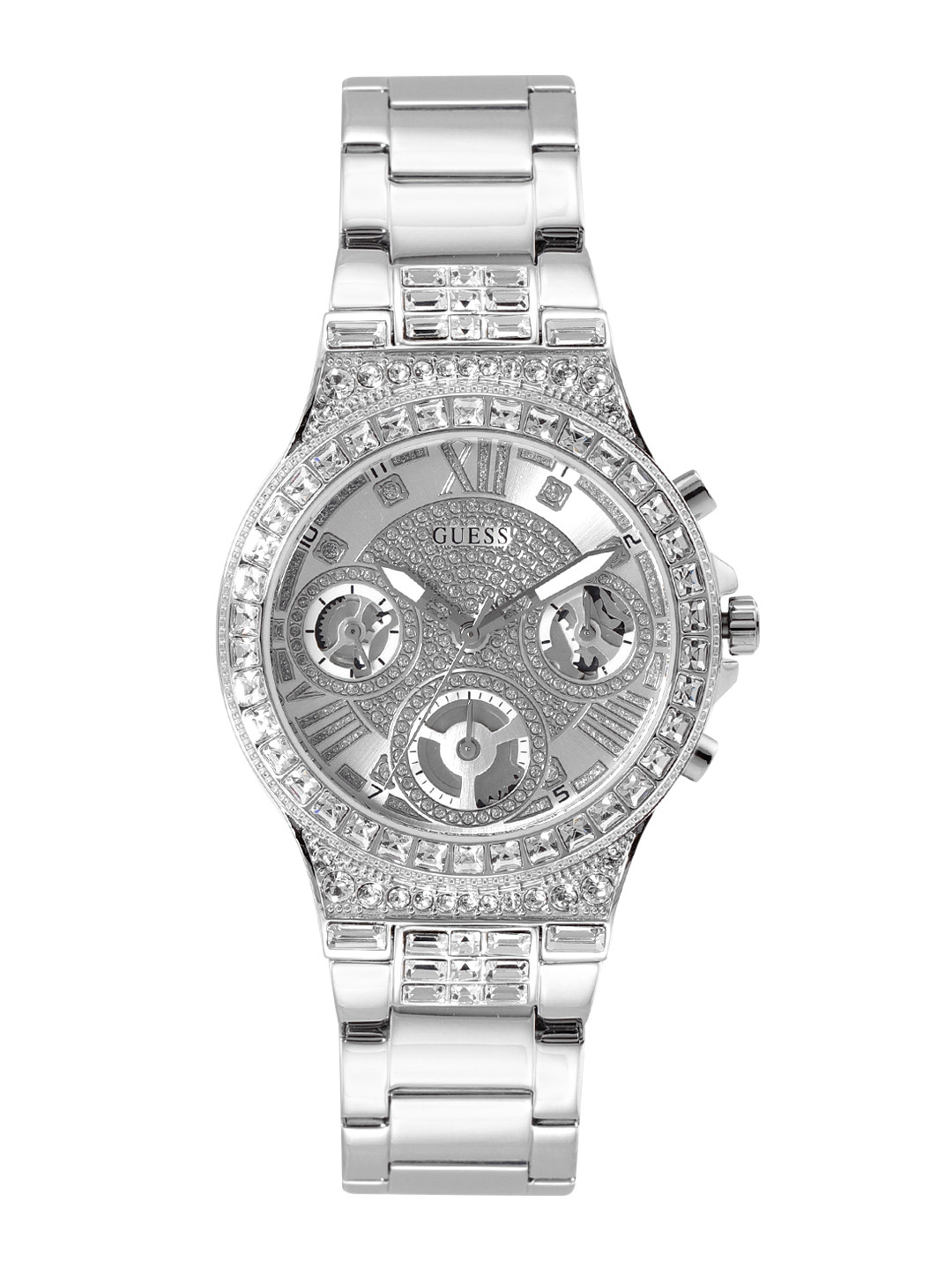 Buy GUESS Women Sport Moonlight Embellished Multi Function Analogue ...
