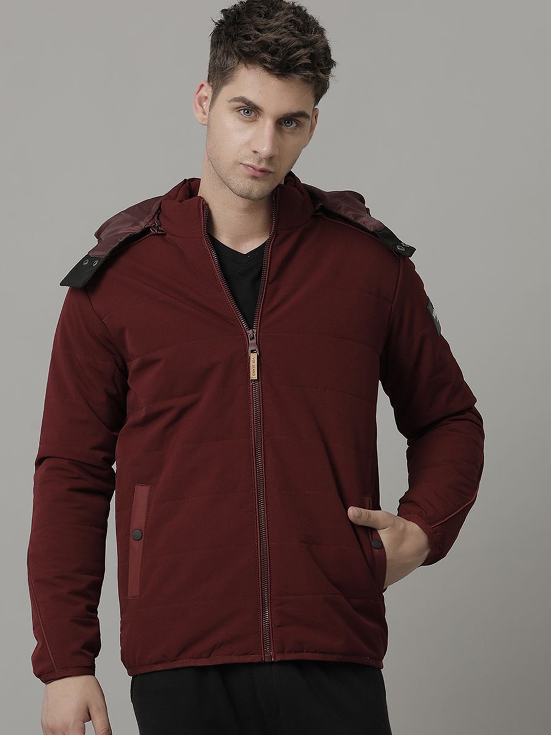 Buy Voi Jeans Men Collarless Lightweight Padded Jacket - Jackets for ...