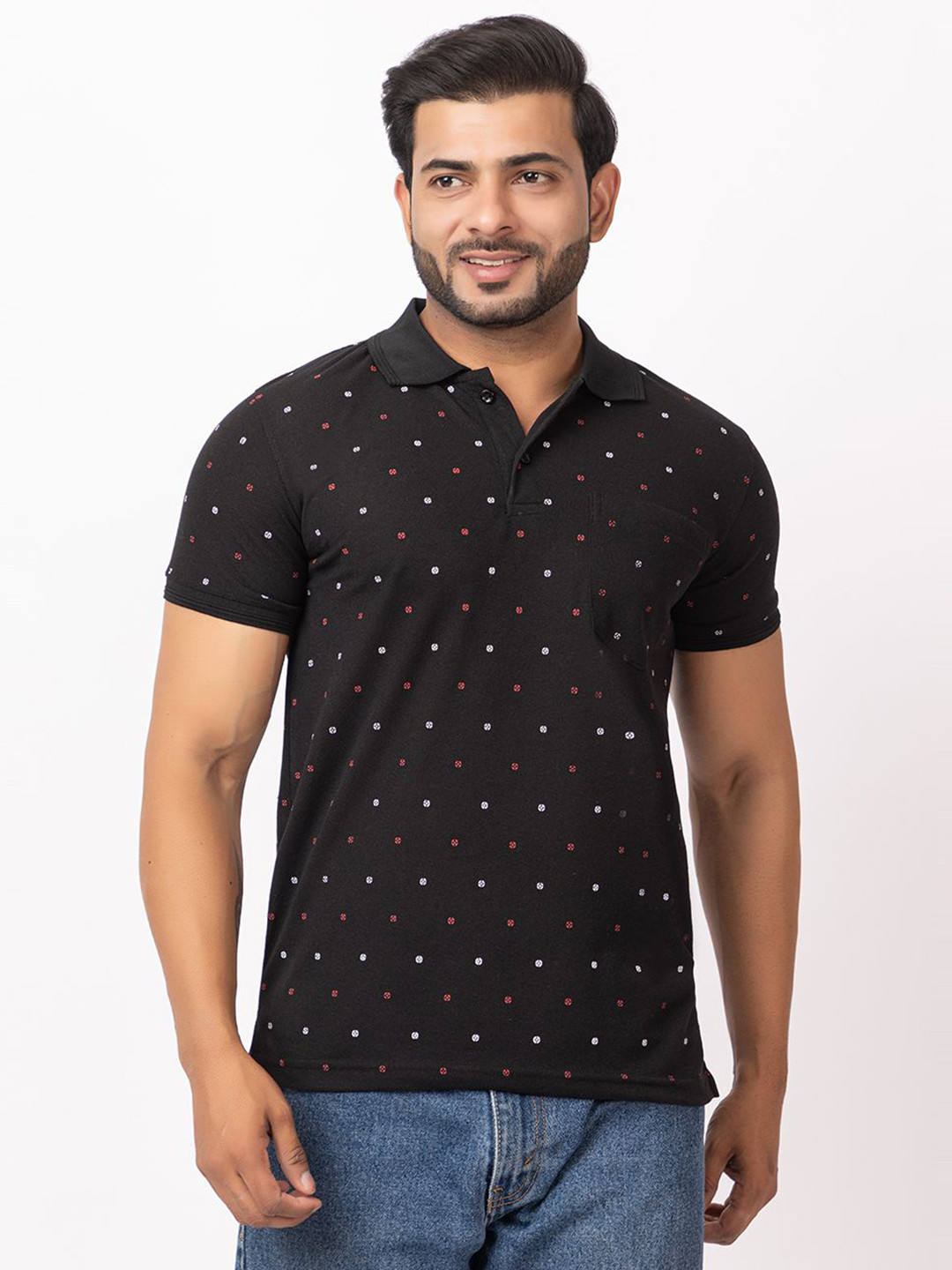 Buy GEE 5 Men Polka Dots Printed Polo Collar Cotton T Shirt - Tshirts for Men 31104982 | Myntra