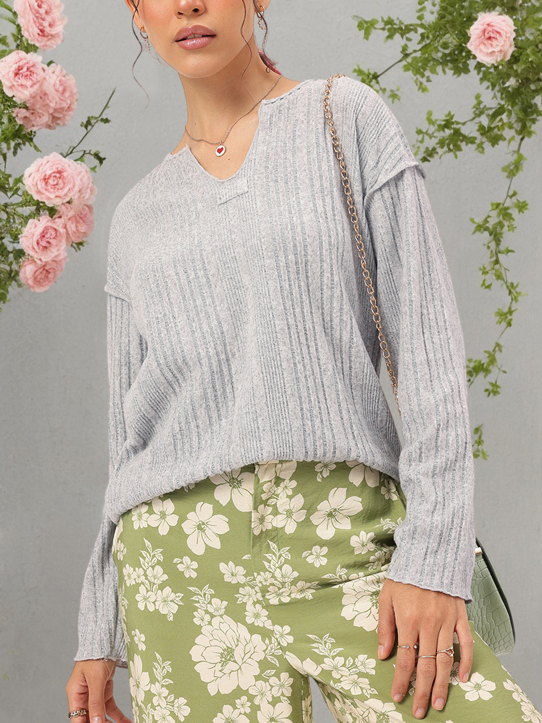 Buy DressBerry Minimal Muse V Neck Ribbed Top - Tops for Women 30533961 ...