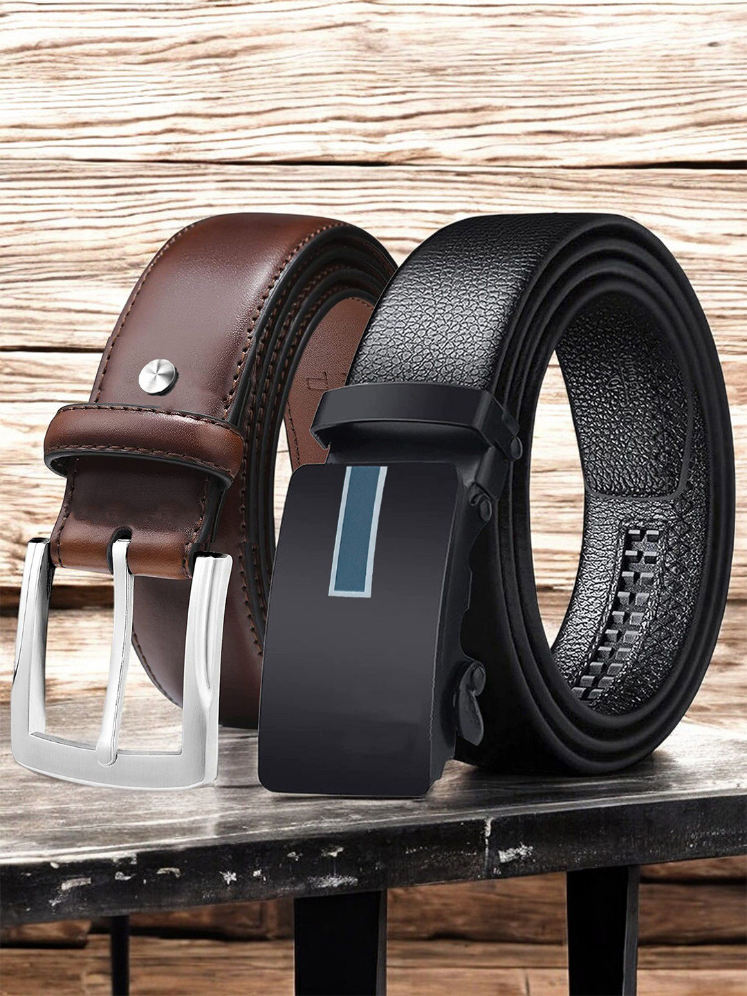 Buy The Roadster Lifestyle Co. Set Of 2 Men Leather Textured Formal ...