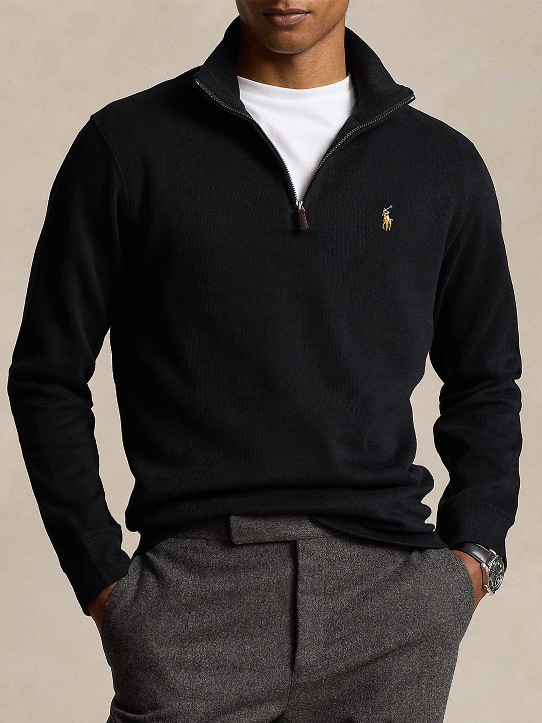 Buy Polo Ralph Lauren Men Quarter Zip Mock Collar Pullover Sweaters ...