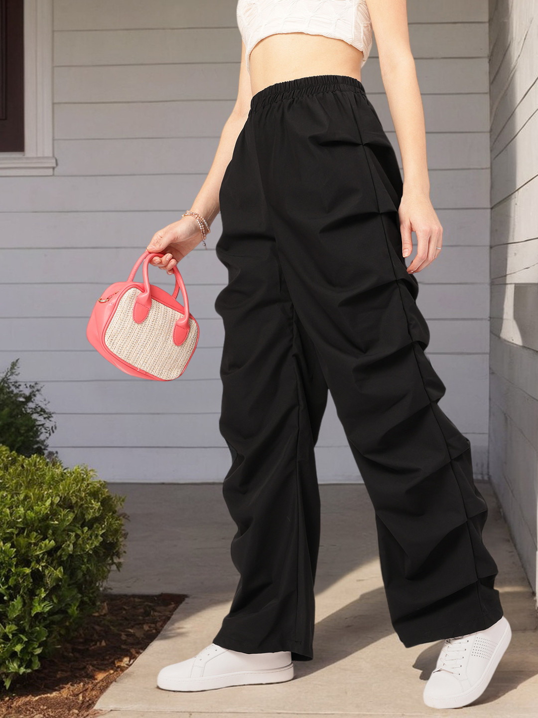Buy DressBerry Women Scrunch Up Ruched Trousers - Trousers for Women ...