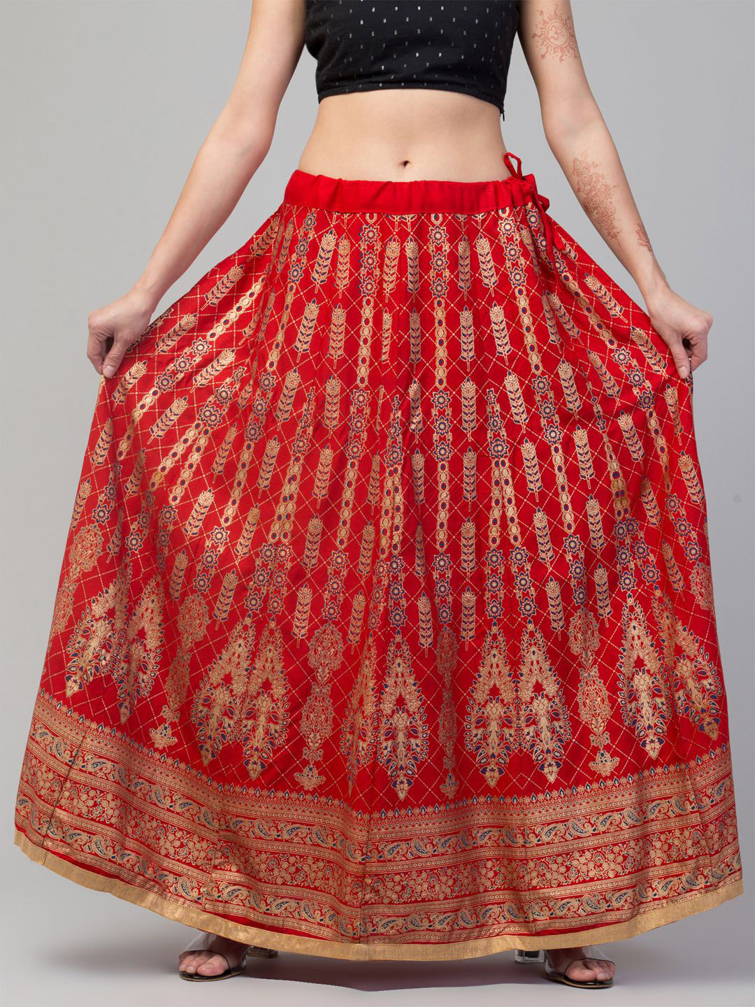 Buy Trend Level Women Ethnic Printed Flared Maxi Skirt - Skirts for ...