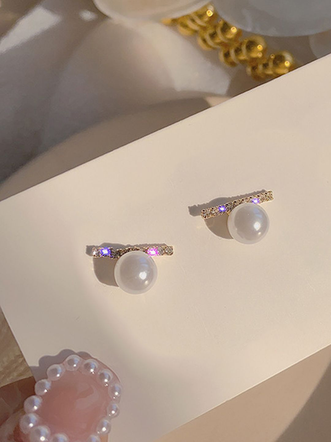 Buy Krelin Gold Plated Pearl Classic Drop Earrings - Earrings for Women ...
