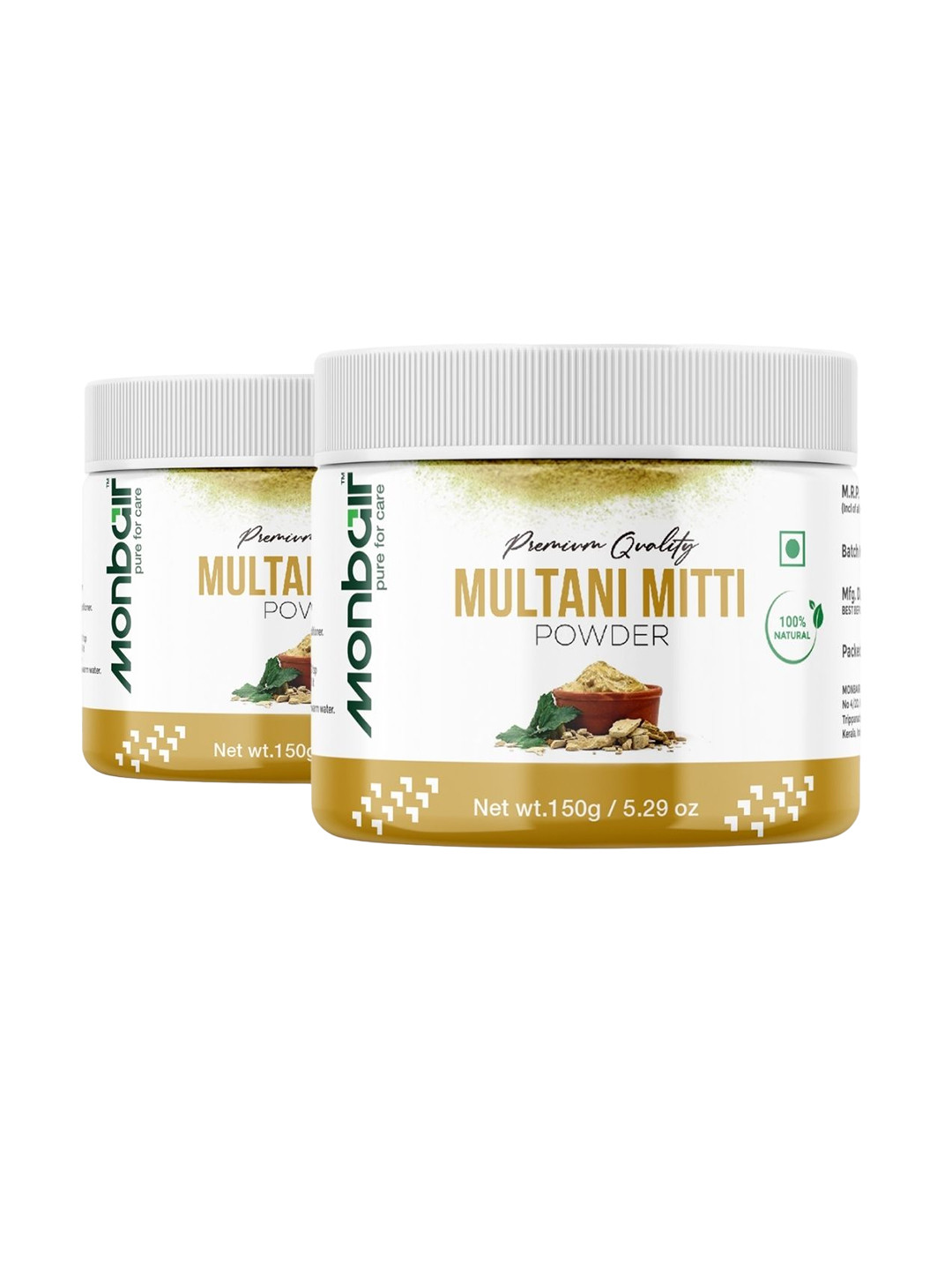 Buy MONBAIR Set Of 2 Multani Mitti Powder 150 G Each - Mask And Peel ...