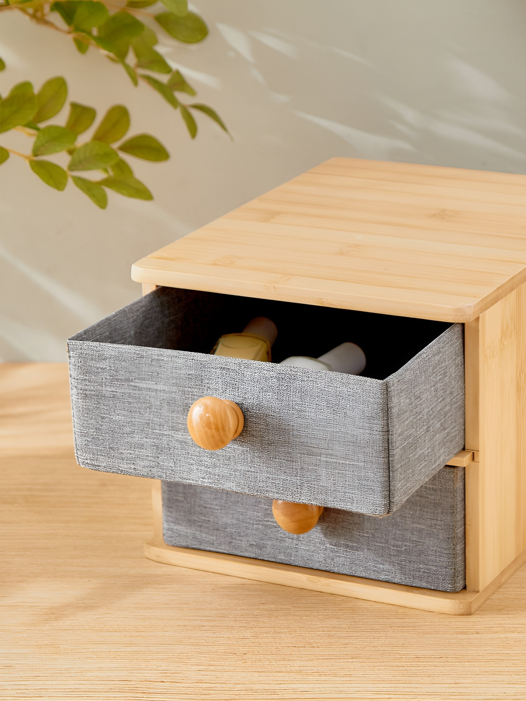 Buy Home Centre Regan Oxford Grey & Brown Textured Bamboo 2 Tiered ...