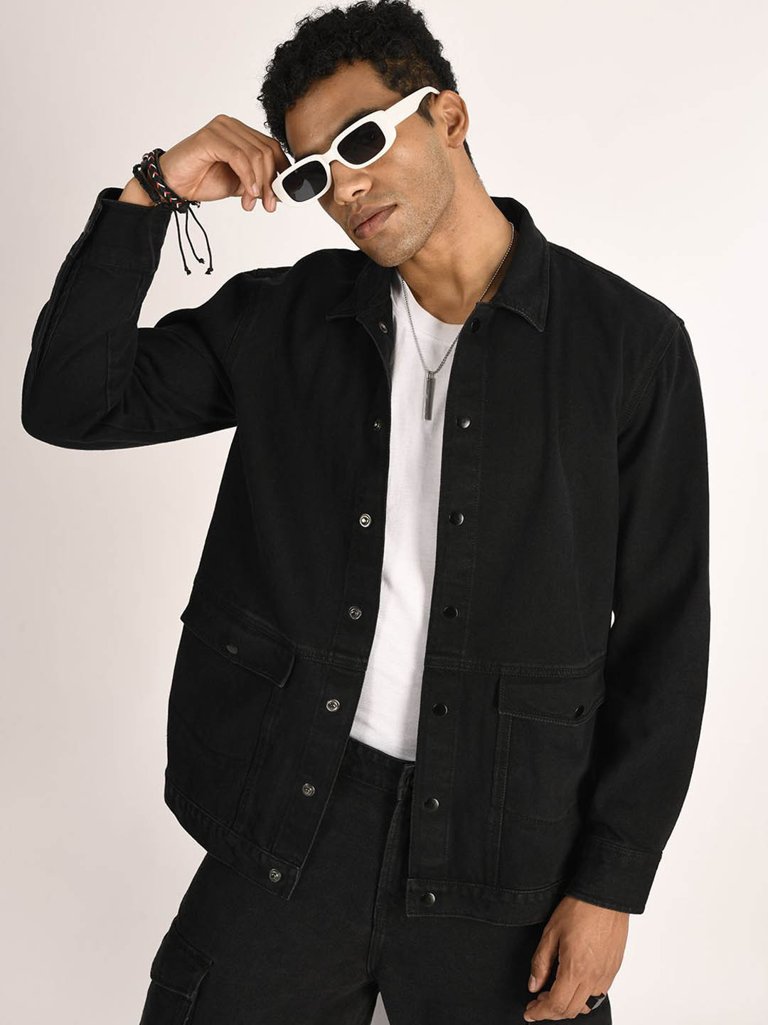 Buy Roadster The Lifestyle Co. Men Spread Collar Pure Cotton Denim ...