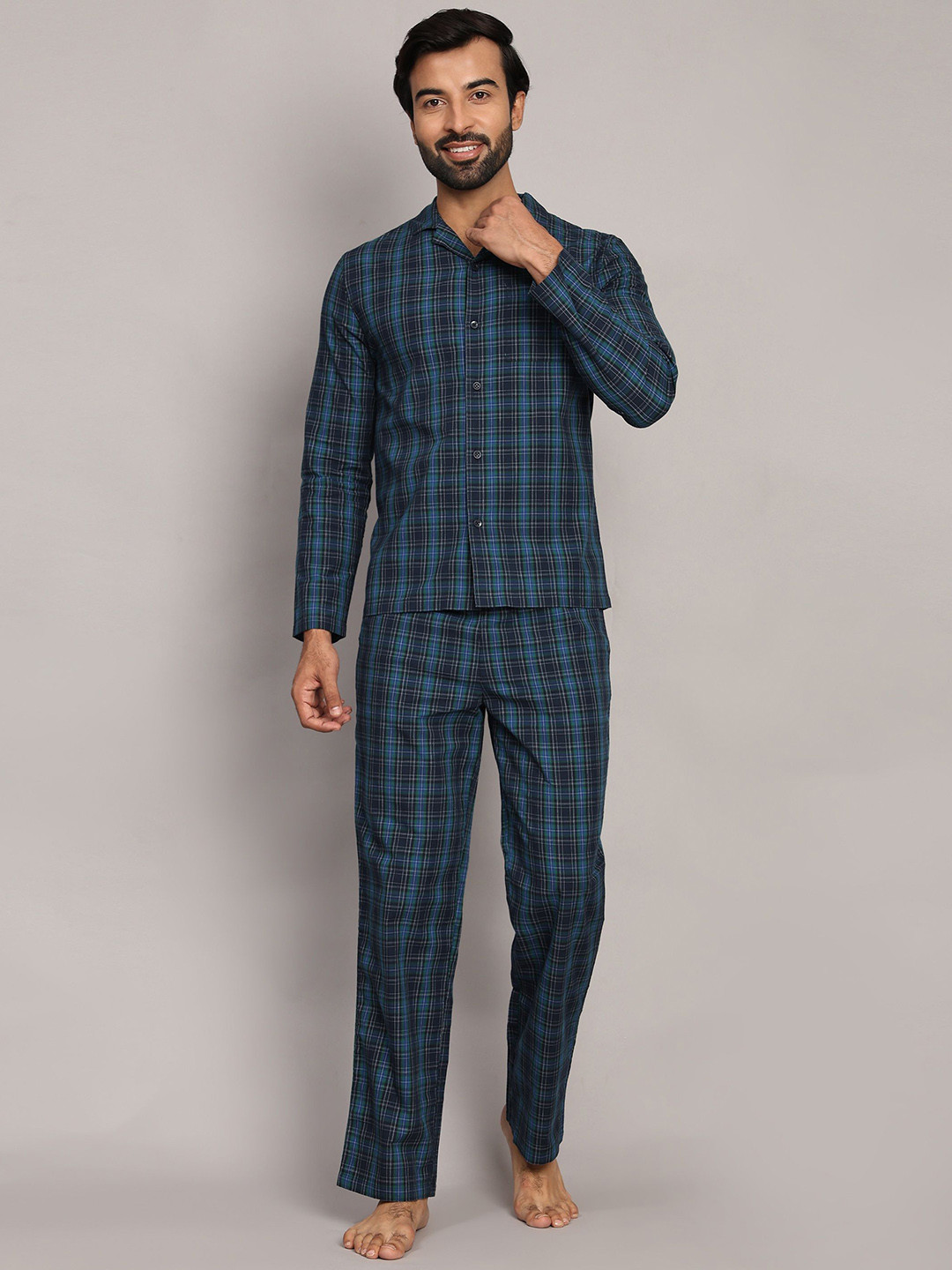 Buy BStories Men Checked Night Suit - Night Suits for Men 31105215 | Myntra