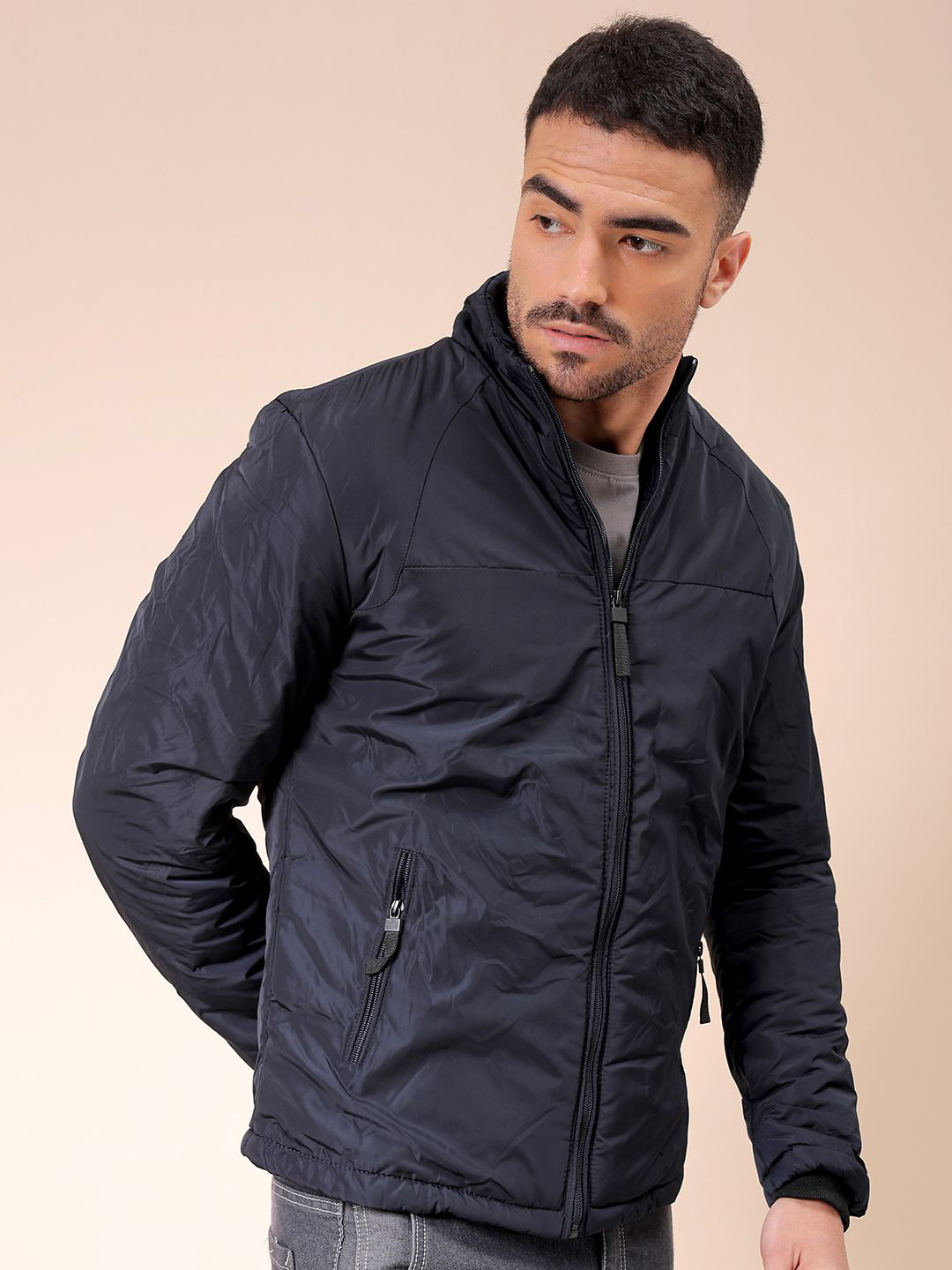 Buy The Indian Garage Co Men Mock Collar Bomber Jackets - Jackets for ...