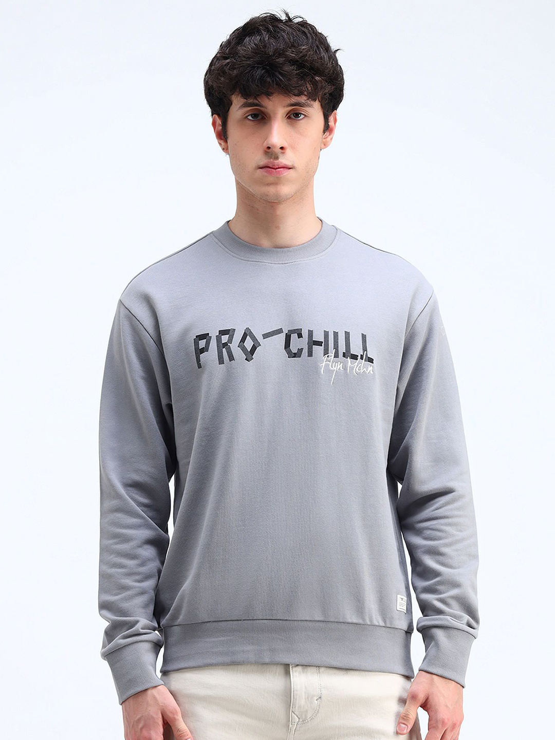 Buy Flying Machine Men Typography Printed Round Neck Cotton Pullover ...