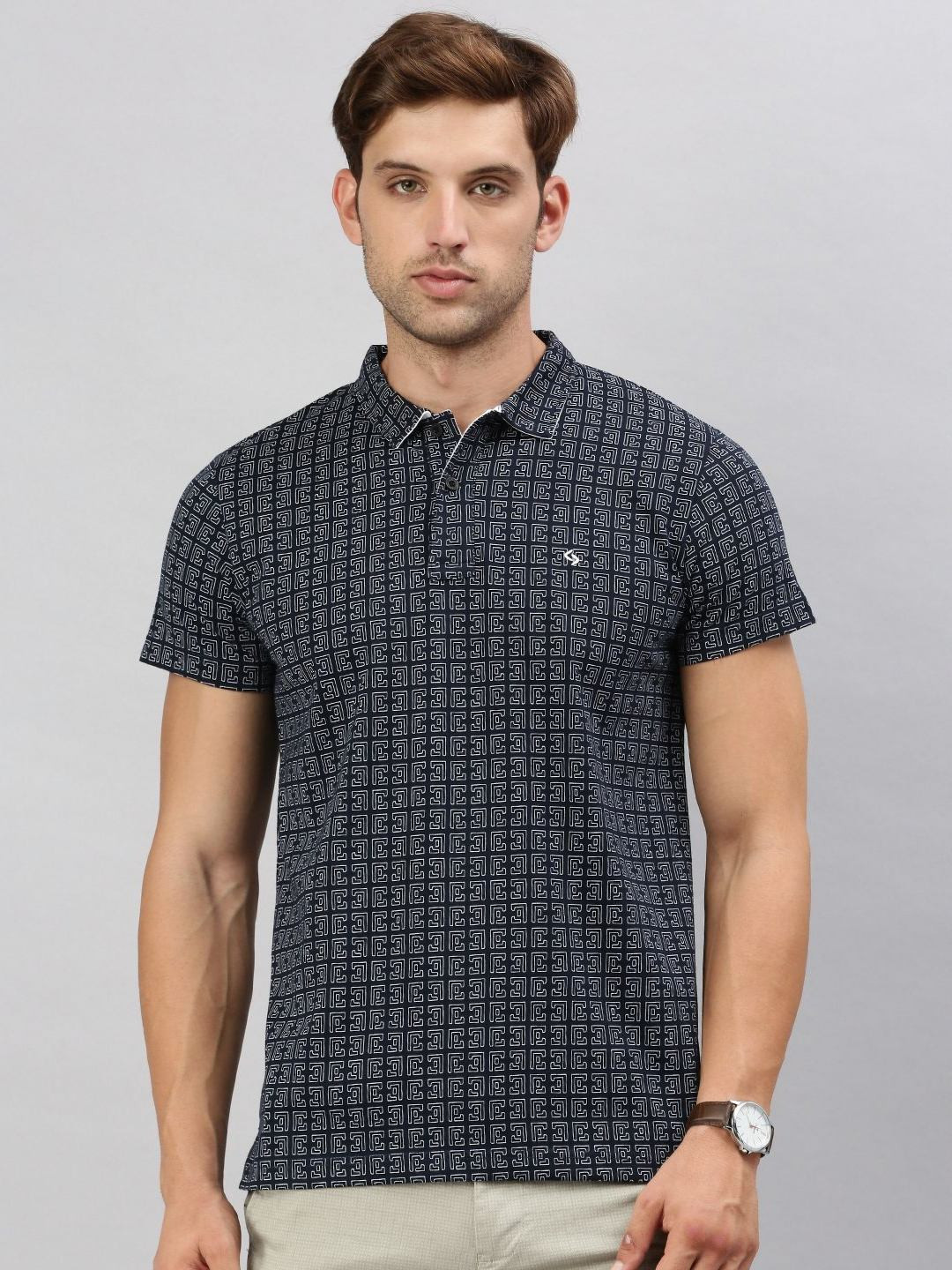 Buy Classic Polo Men Abstract Printed Polo Collar Cotton T Shirt ...