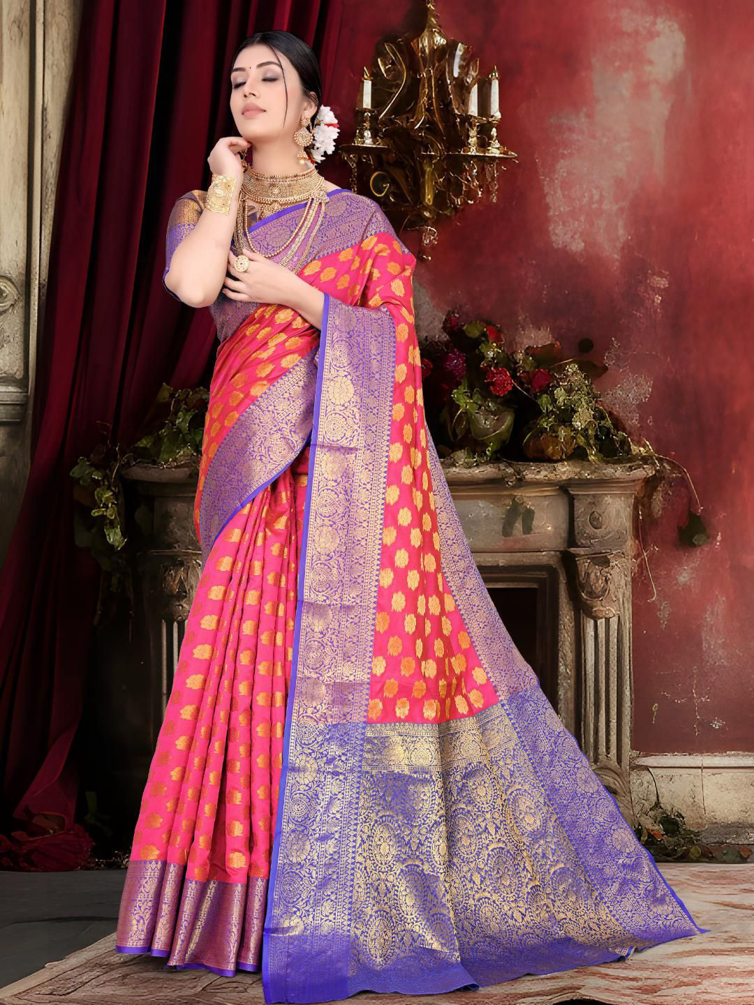 Buy JAY FASHION Ethnic Motifs Zari Traditional Banarasi Sarees - Sarees ...