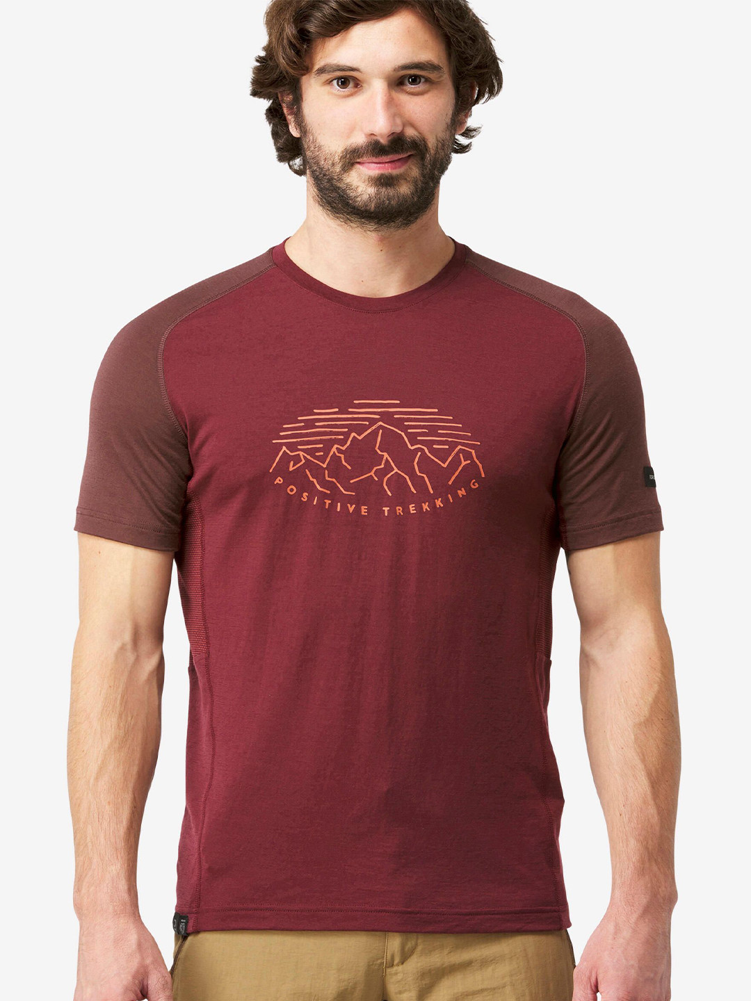 Buy FORCLAZ By Decathlon Men Burgundy 90% Merino Wool Half Sleeve Slim ...