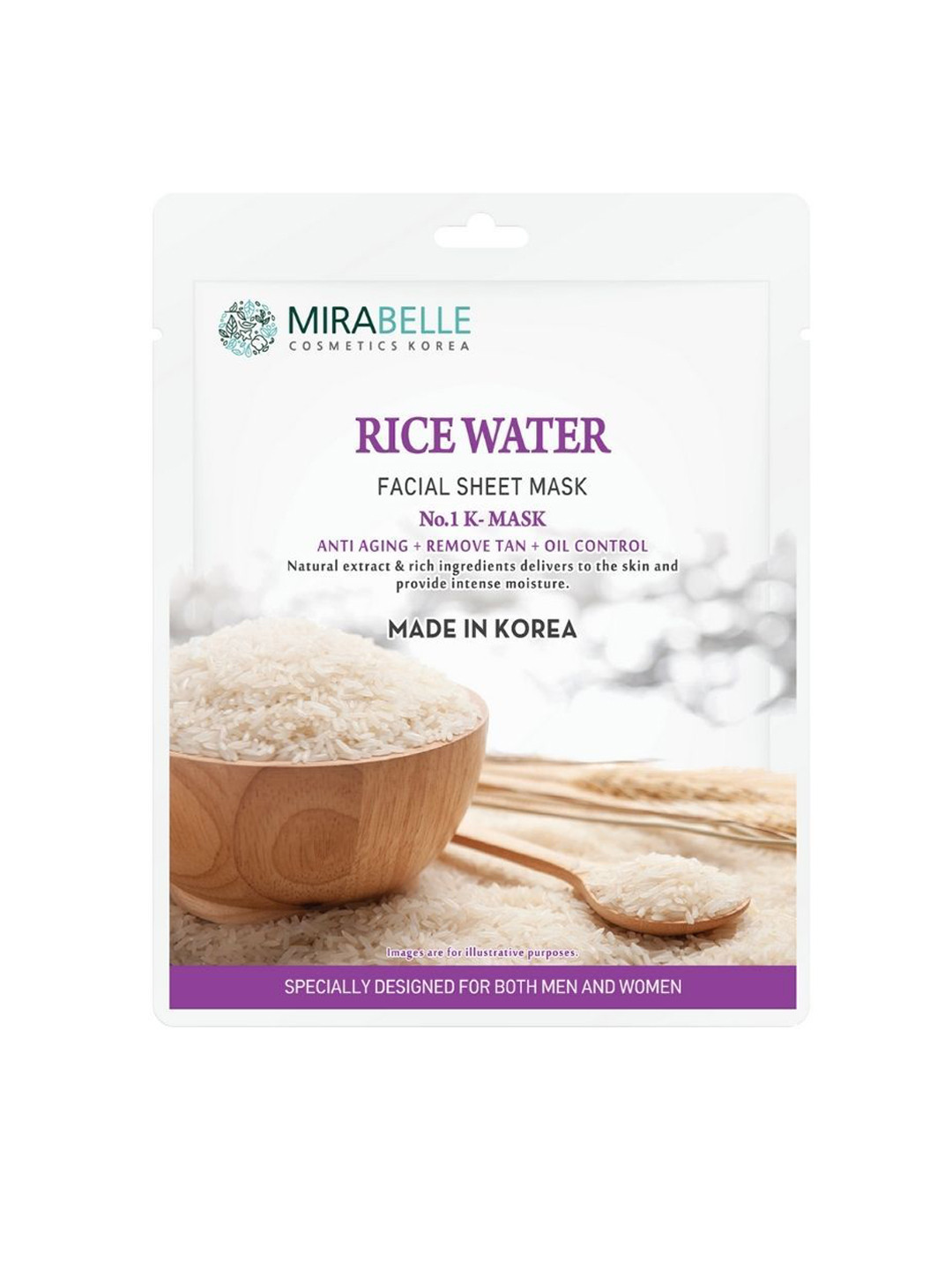 Buy Mirabelle Cosmetics Korea Rice Water Facial Sheet Mask 25 Ml ...