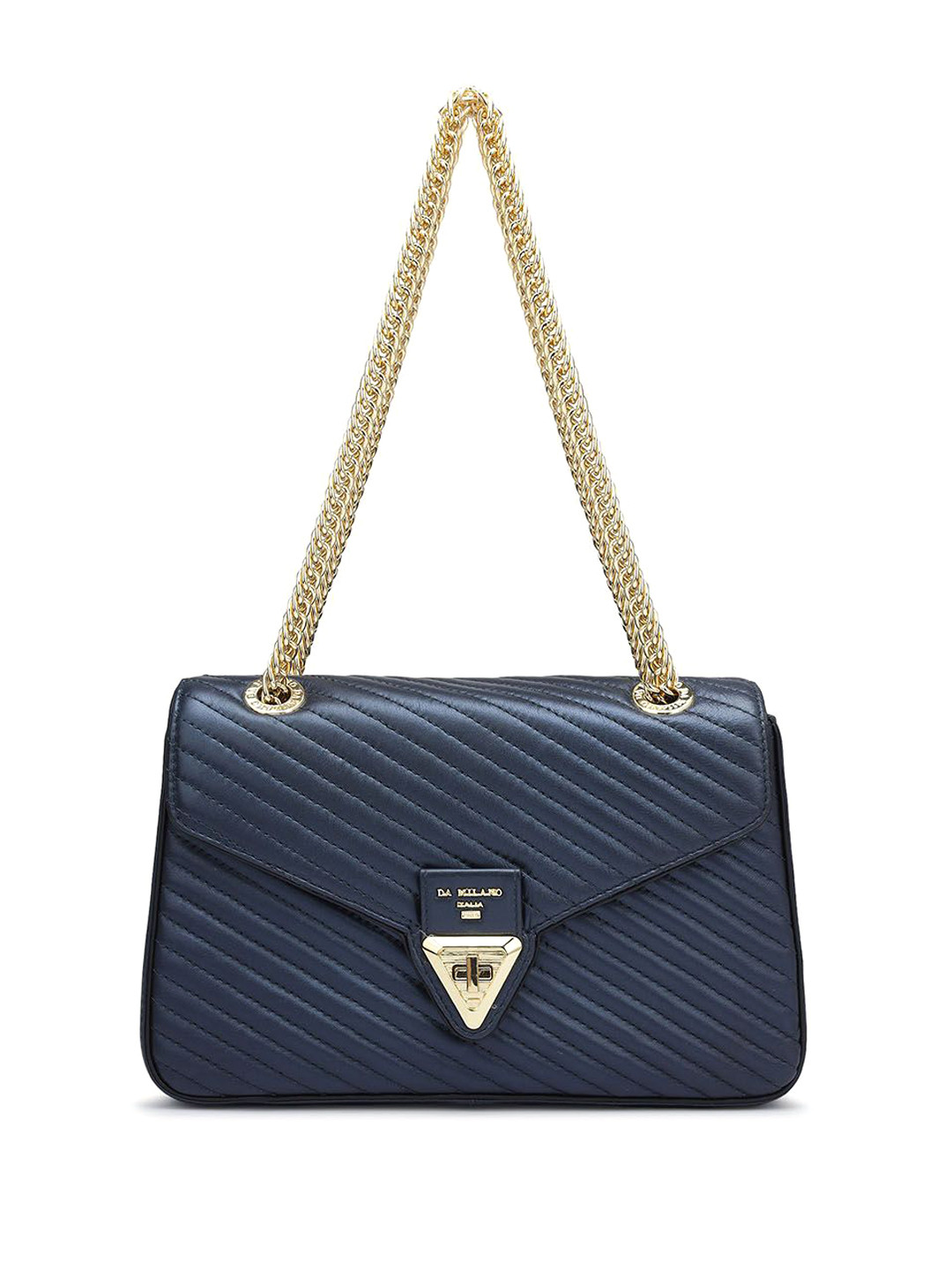 Buy Da Milano Women Textured Leather Structured Shoulder Bag With ...
