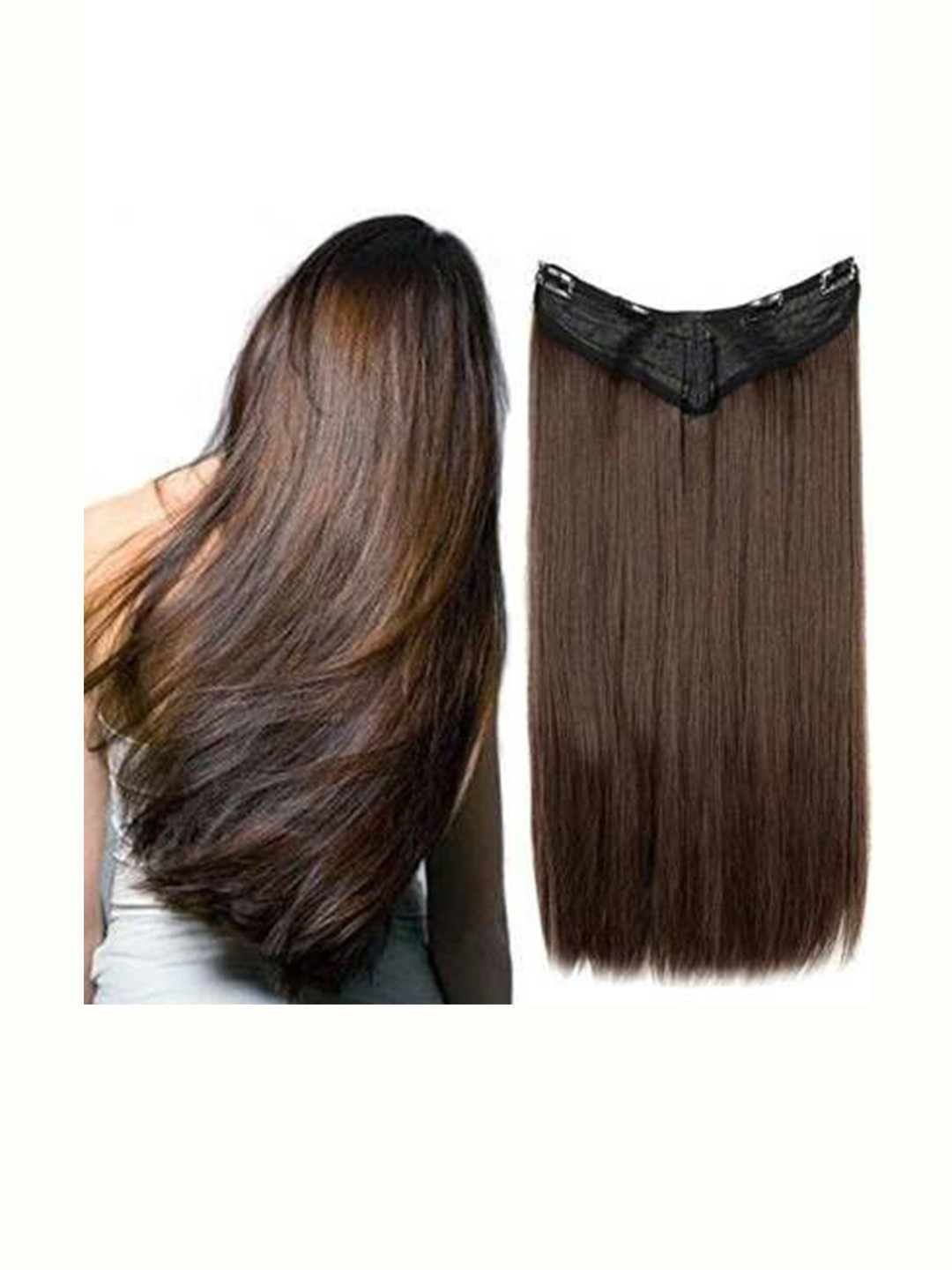 Buy HAVEREAM Clip In Waterproof Straight Locks Hair Extension Brown 24 ...