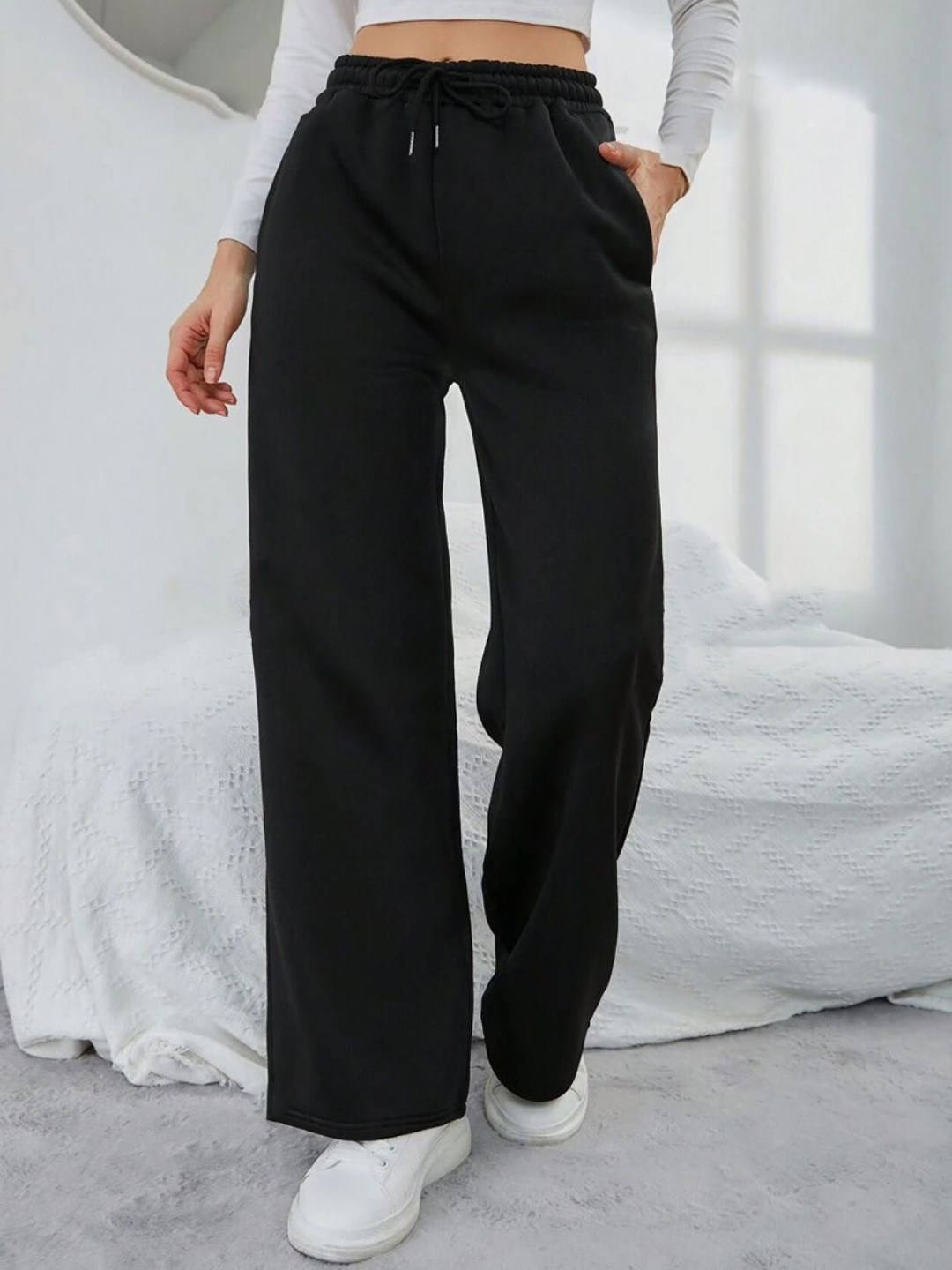 Buy ADDICTED ATTIRE Women Solid Bell Bottoms Loose Fit Joggers ...