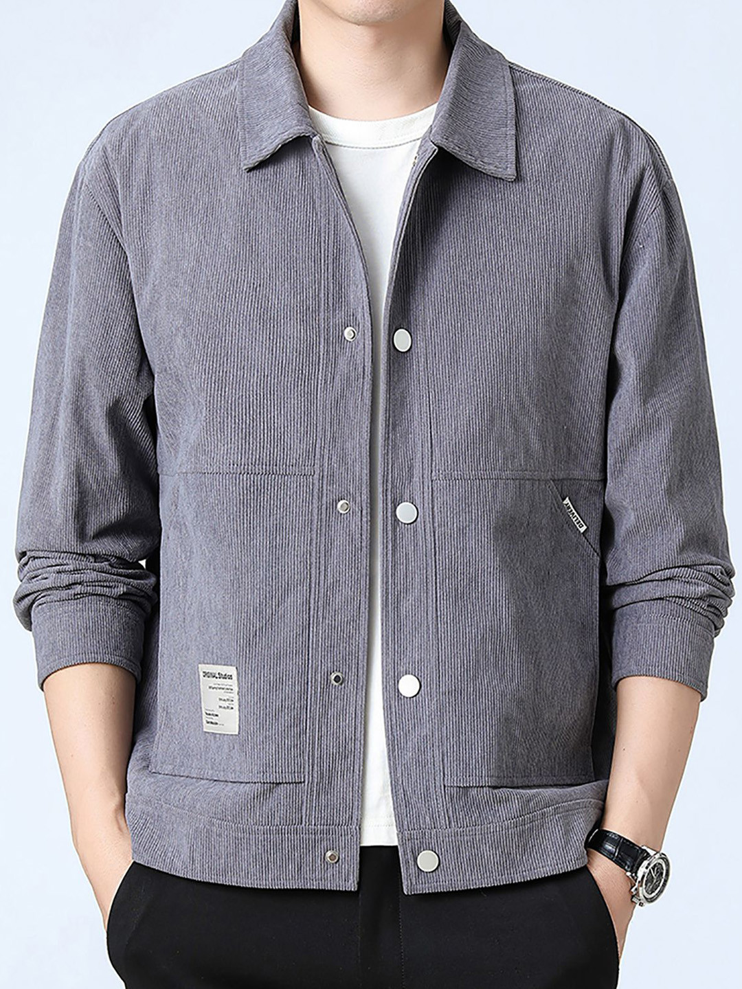 Buy StyleCast X Revolte Men Self Design Windcheater Spread Collar ...