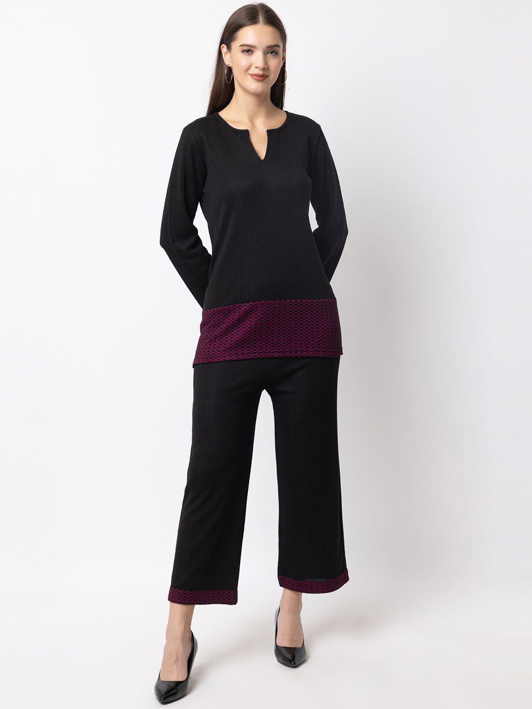 Buy KEIKO Notch Neck Printed Tunic With Trousers - Co Ords for Women ...