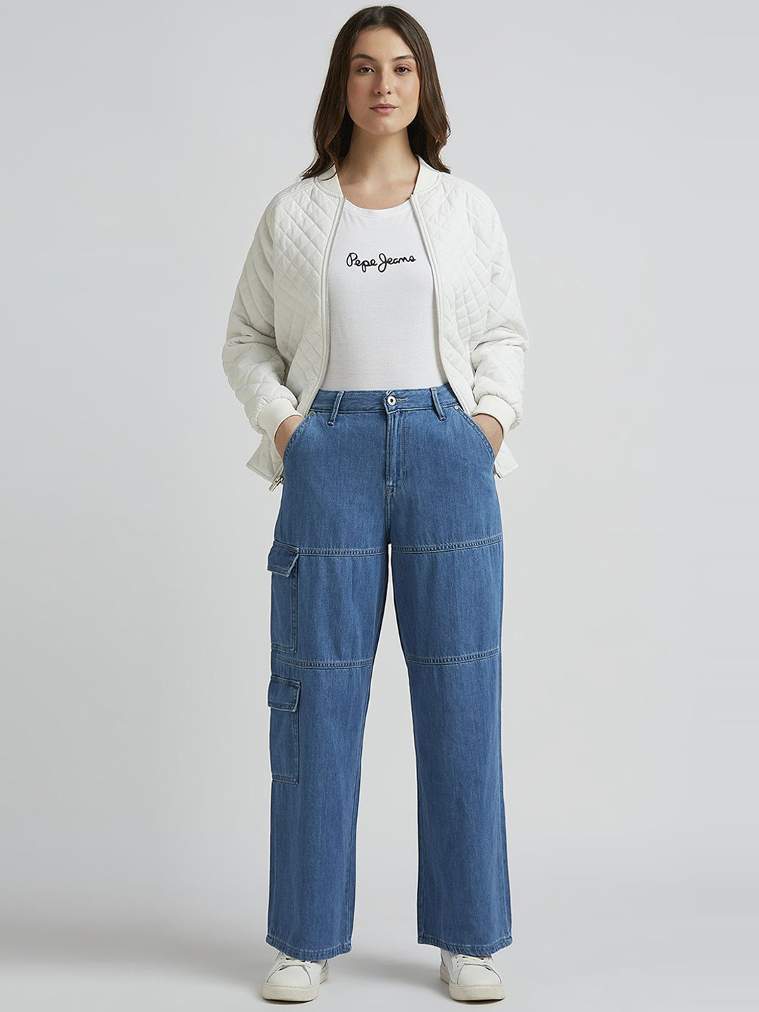 Buy Pepe Jeans Women Straight Fit High Rise Cargo Jeans - Jeans for ...